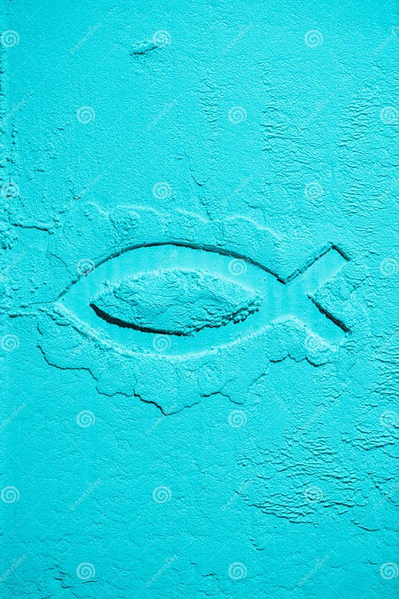 Top View of Fish Symbol in Blue Stock Photo - Image of fish, bright ...