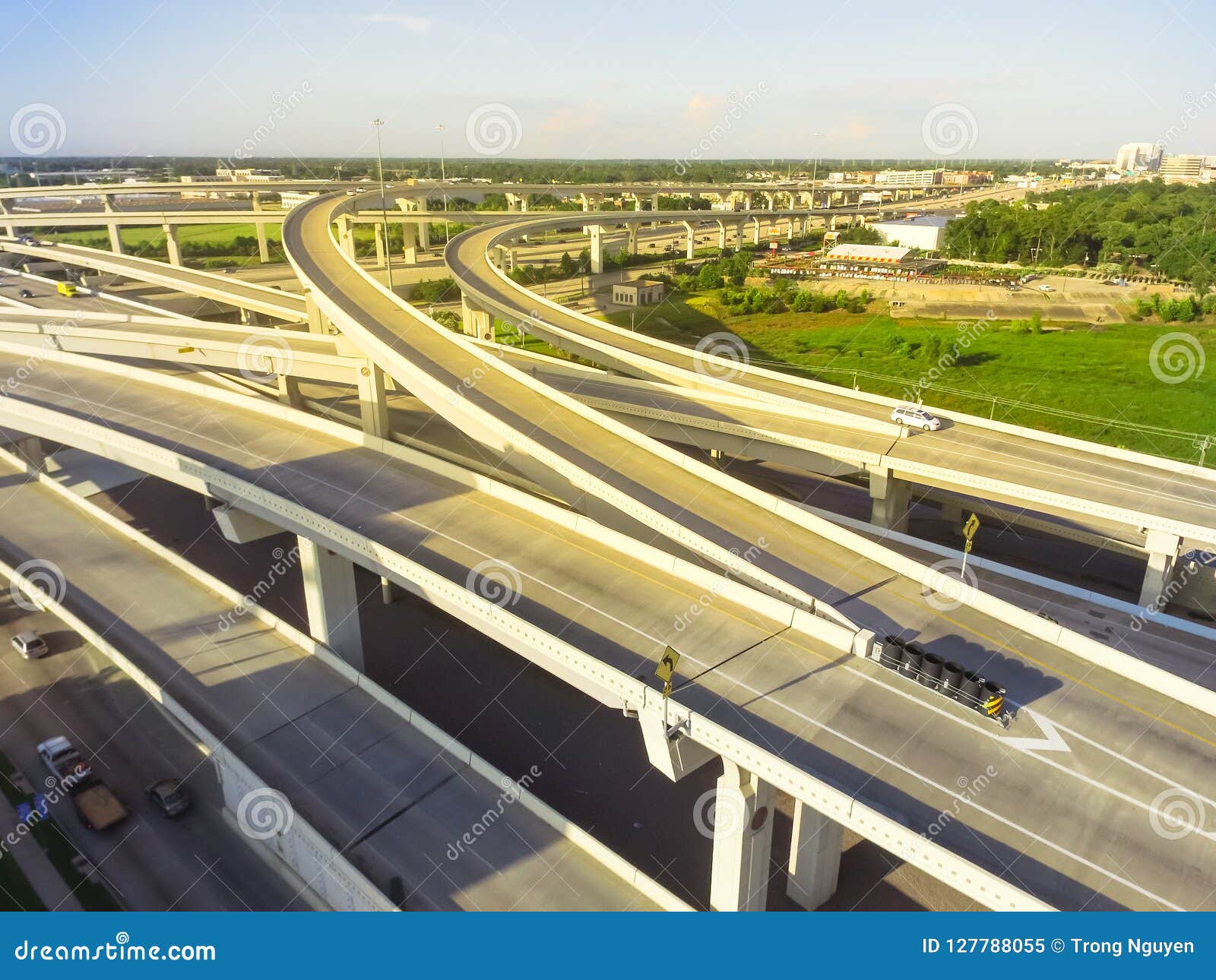Top View Five-level Stack Interchange Expressway in Houston, Tex Stock ...