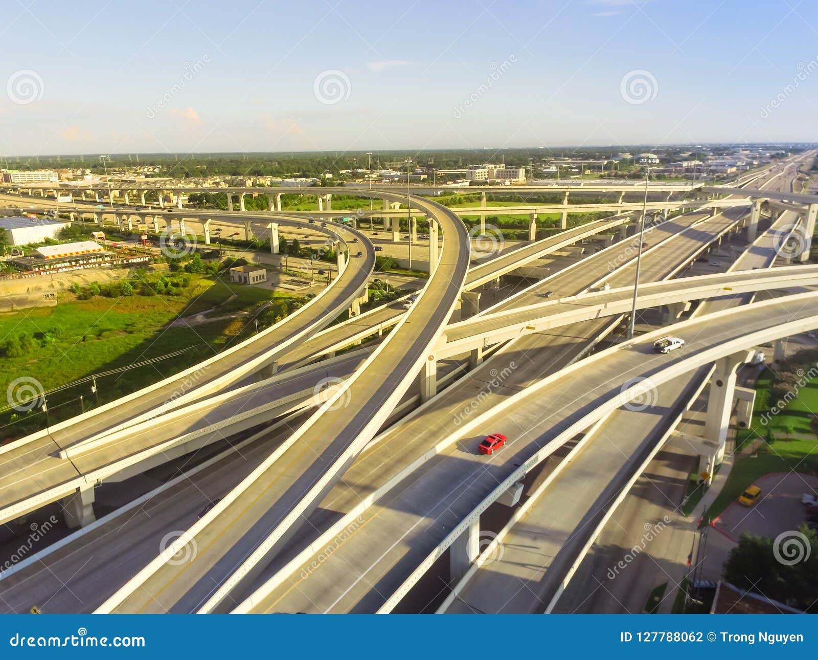 Top View Five-level Stack Interchange Expressway in Houston, Tex Stock ...