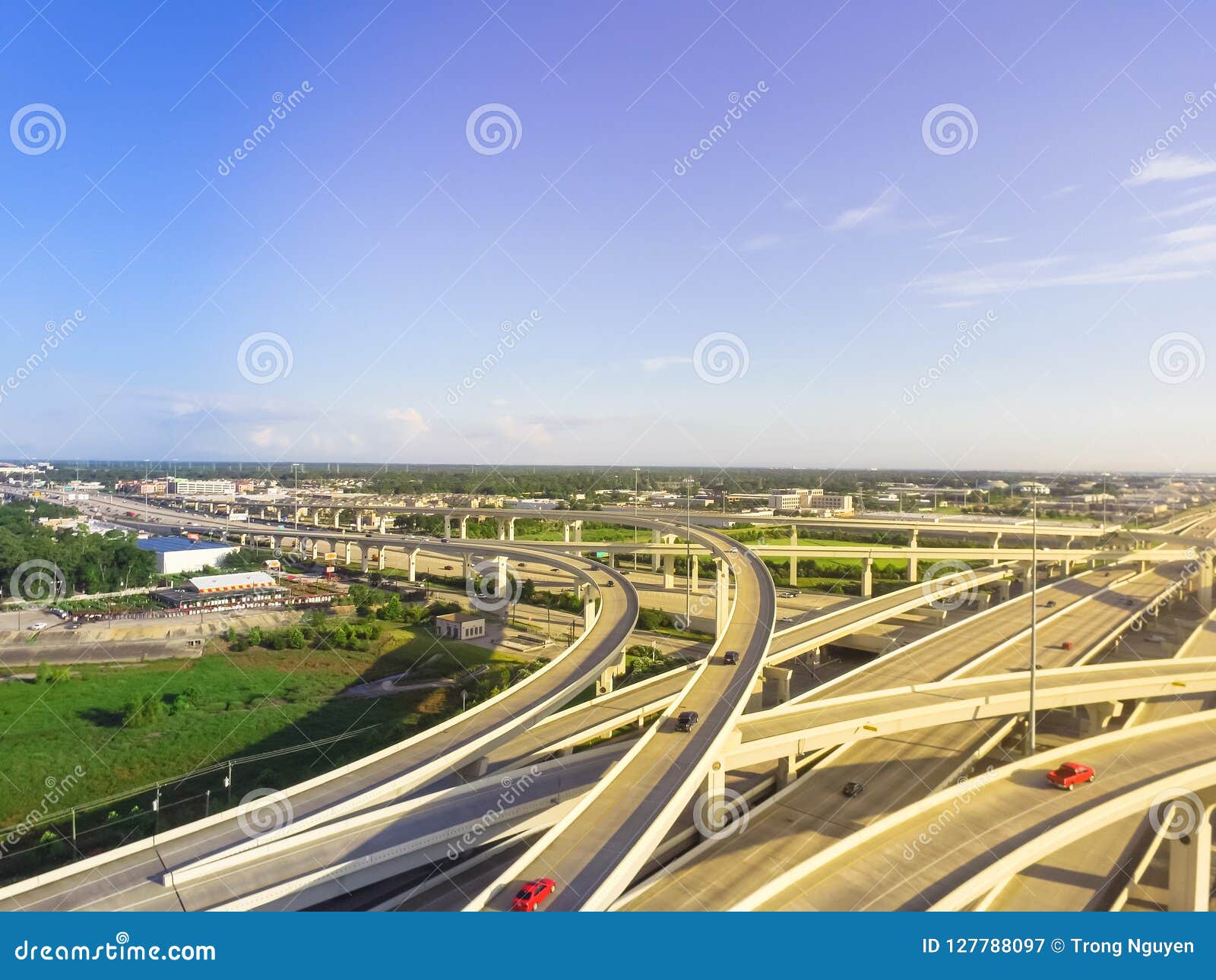 Top View Five-level Stack Interchange Expressway in Houston, Tex Stock ...