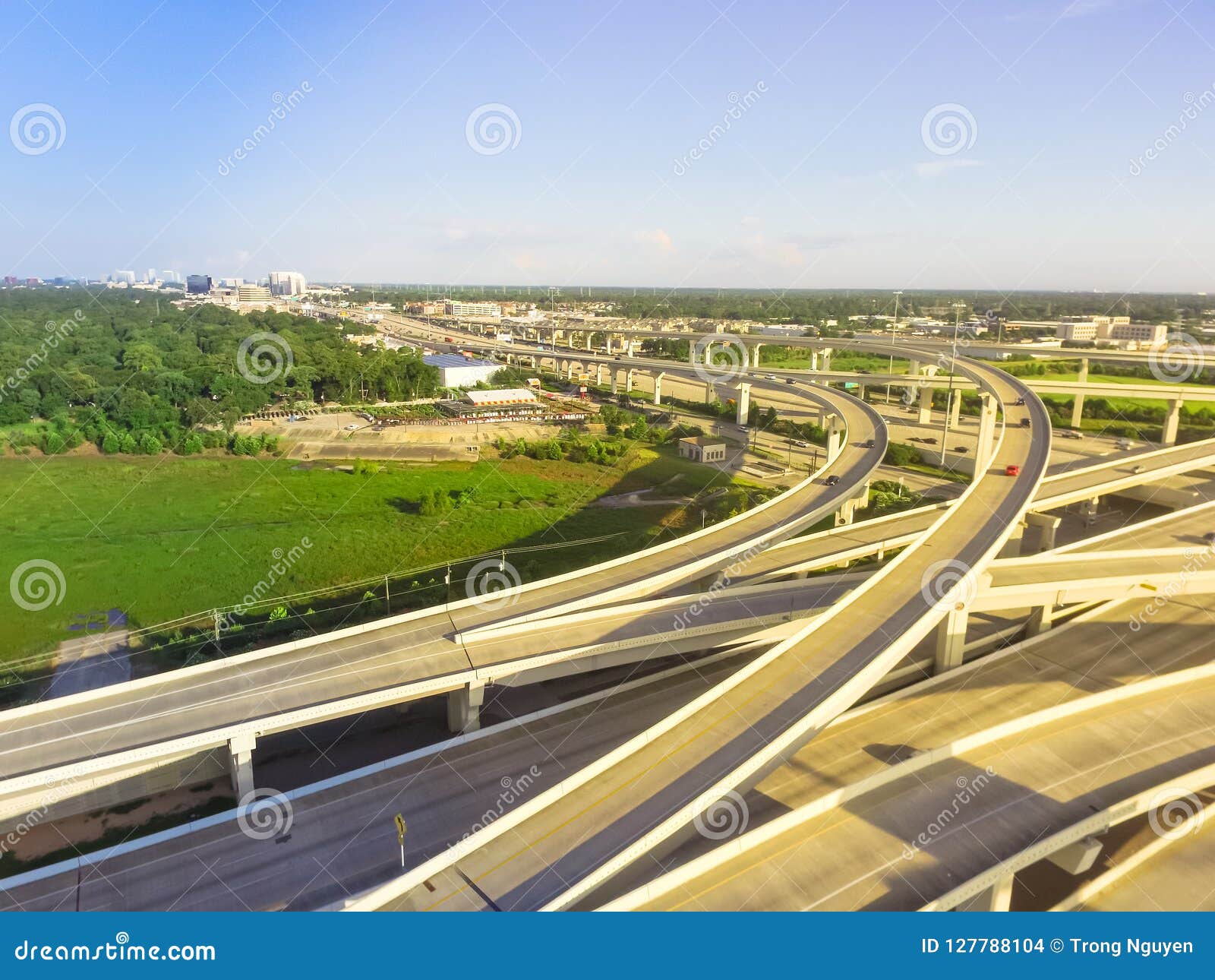 Top View Five-level Stack Interchange Expressway in Houston, Tex Stock ...