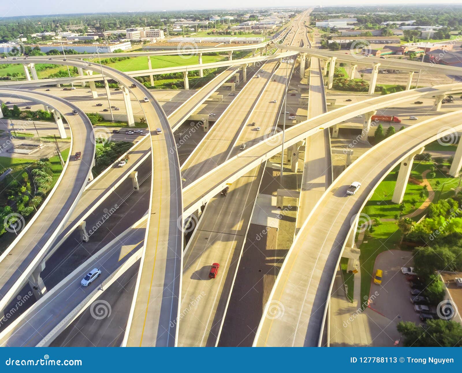 Top View Five-level Stack Interchange Expressway in Houston, Tex Stock ...