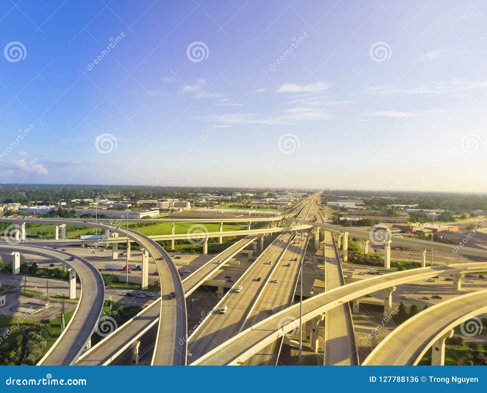 Top View Five-level Stack Interchange Expressway in Houston, Tex Stock ...