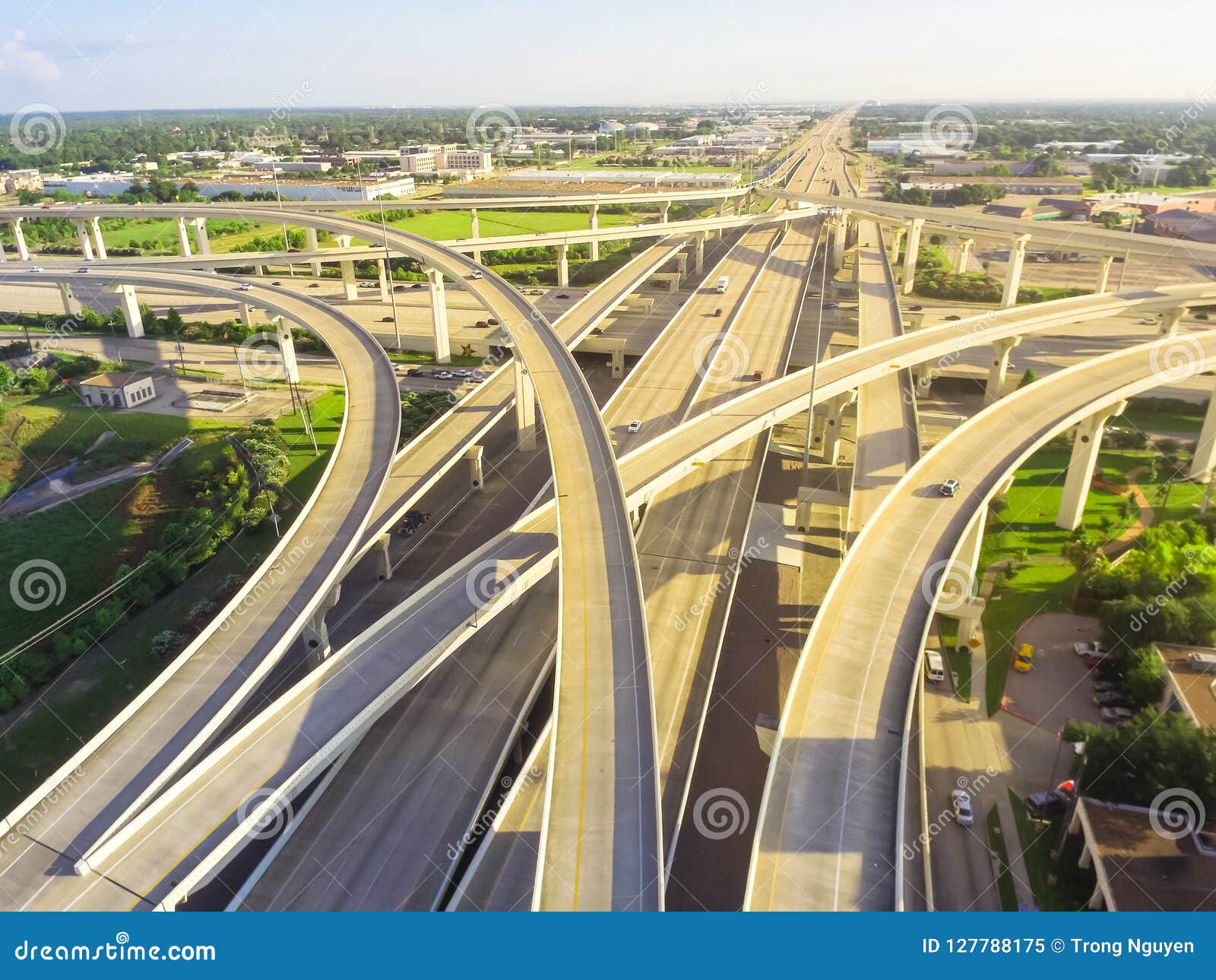 Top View Five-level Stack Interchange Expressway in Houston, Tex Stock ...