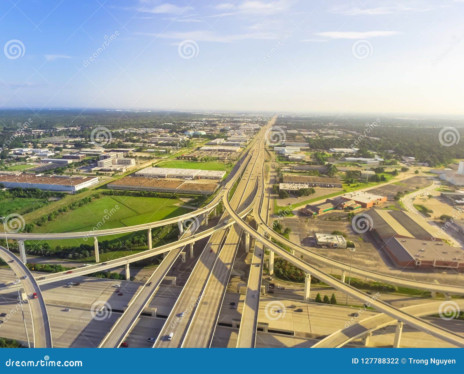 Top View Five-level Stack Interchange Expressway in Houston, Tex Stock ...