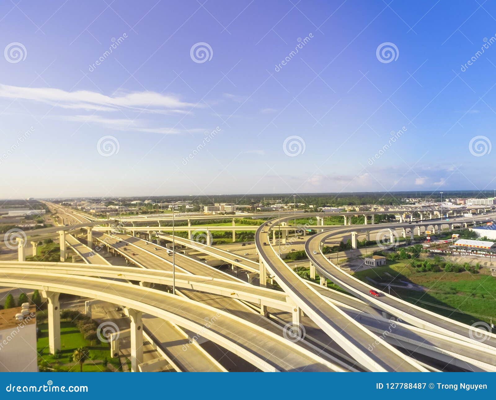 Top View Five-level Stack Interchange Expressway in Houston, Tex Stock ...