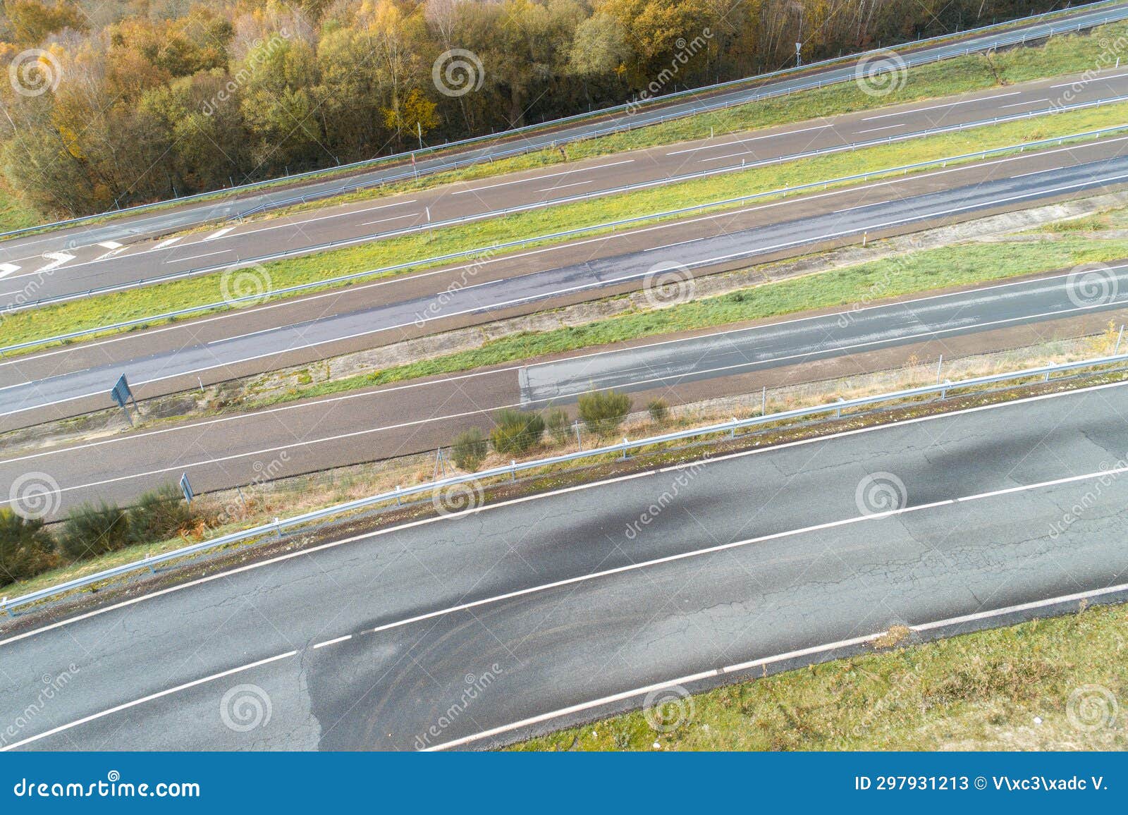 Top View of Five Parallel Roads, Ground Transportation Concept Stock ...