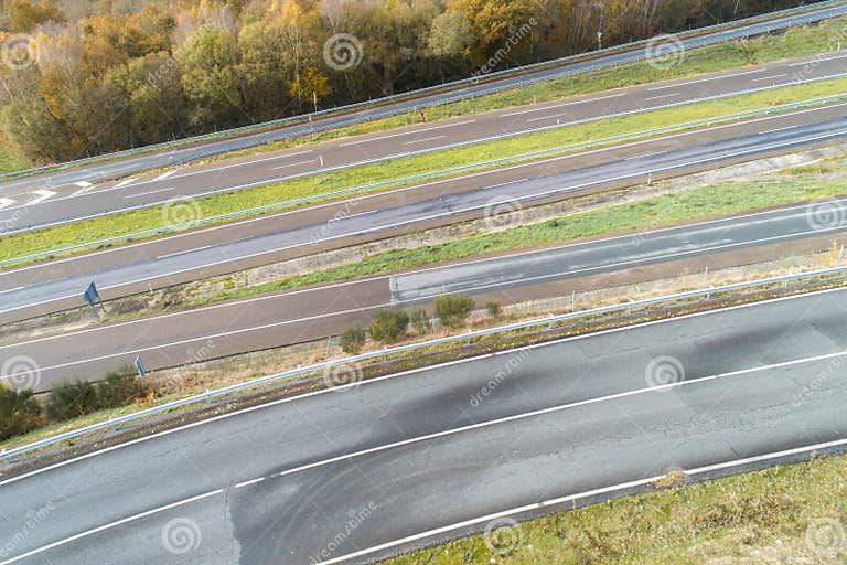 Top View of Five Parallel Roads, Ground Transportation Concept Stock ...