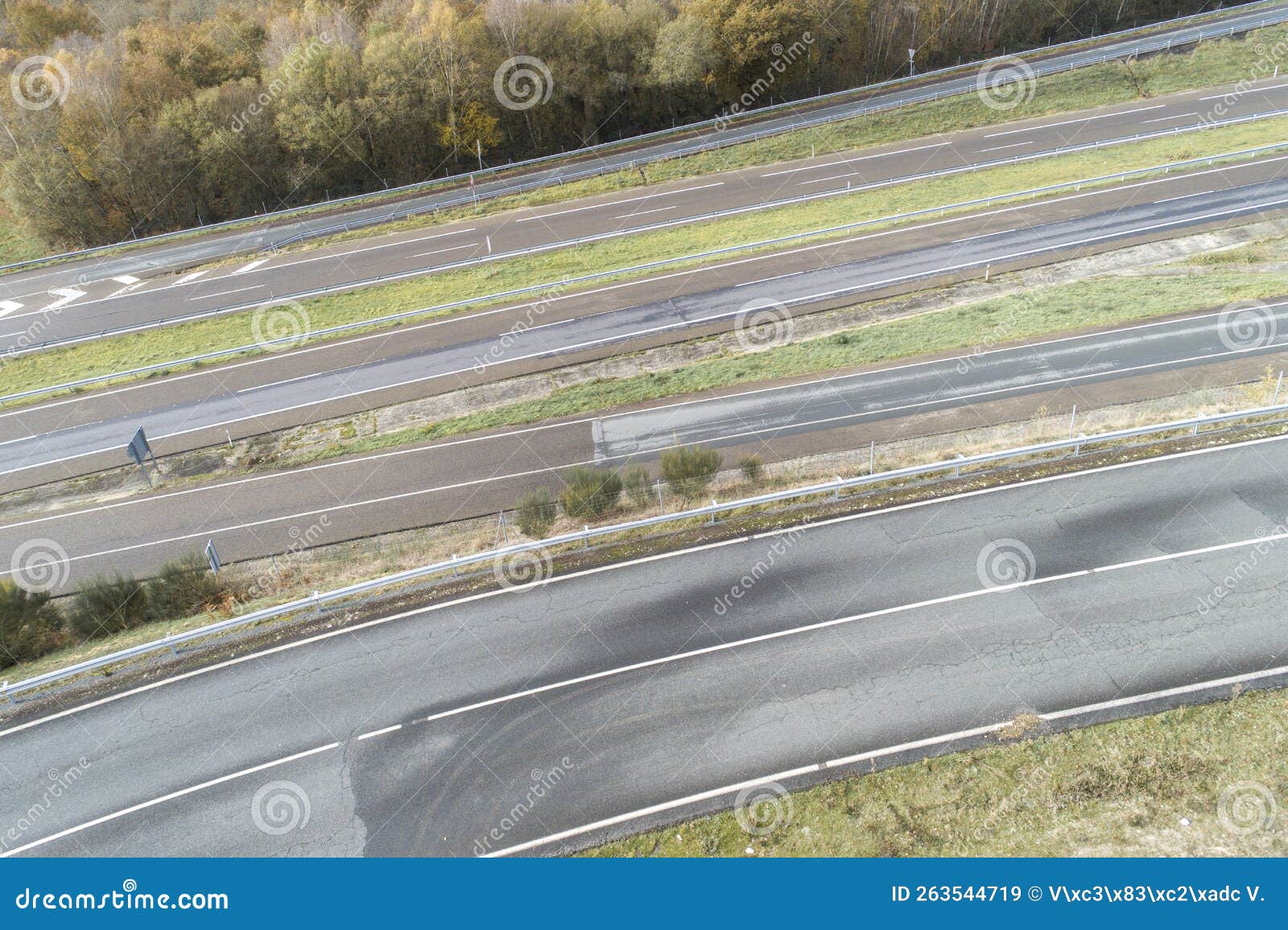 Top View of Five Parallel Roads, Ground Transportation Concept Stock ...