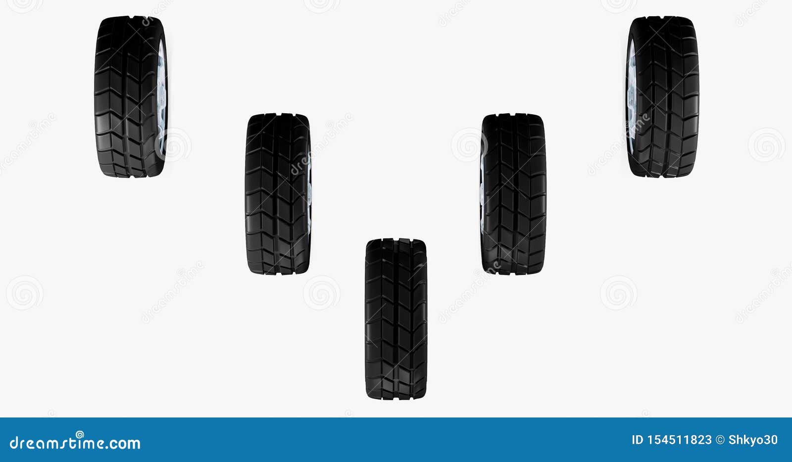 Top View of Five Sport Wheels in V Shape Stock Illustration ...