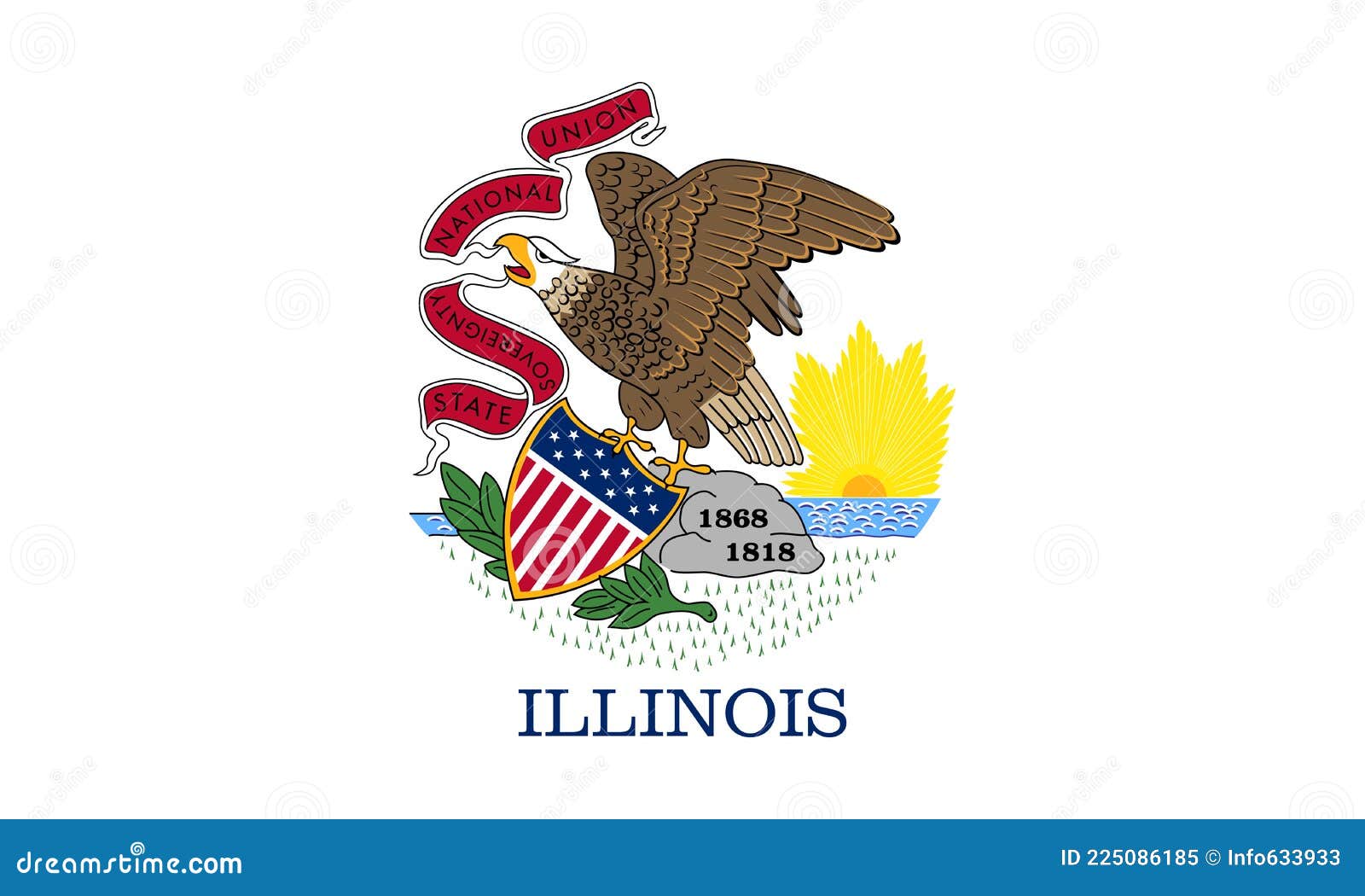Top View of Flag of Illinois, No Flagpole. Plane Design, Layout Stock ...