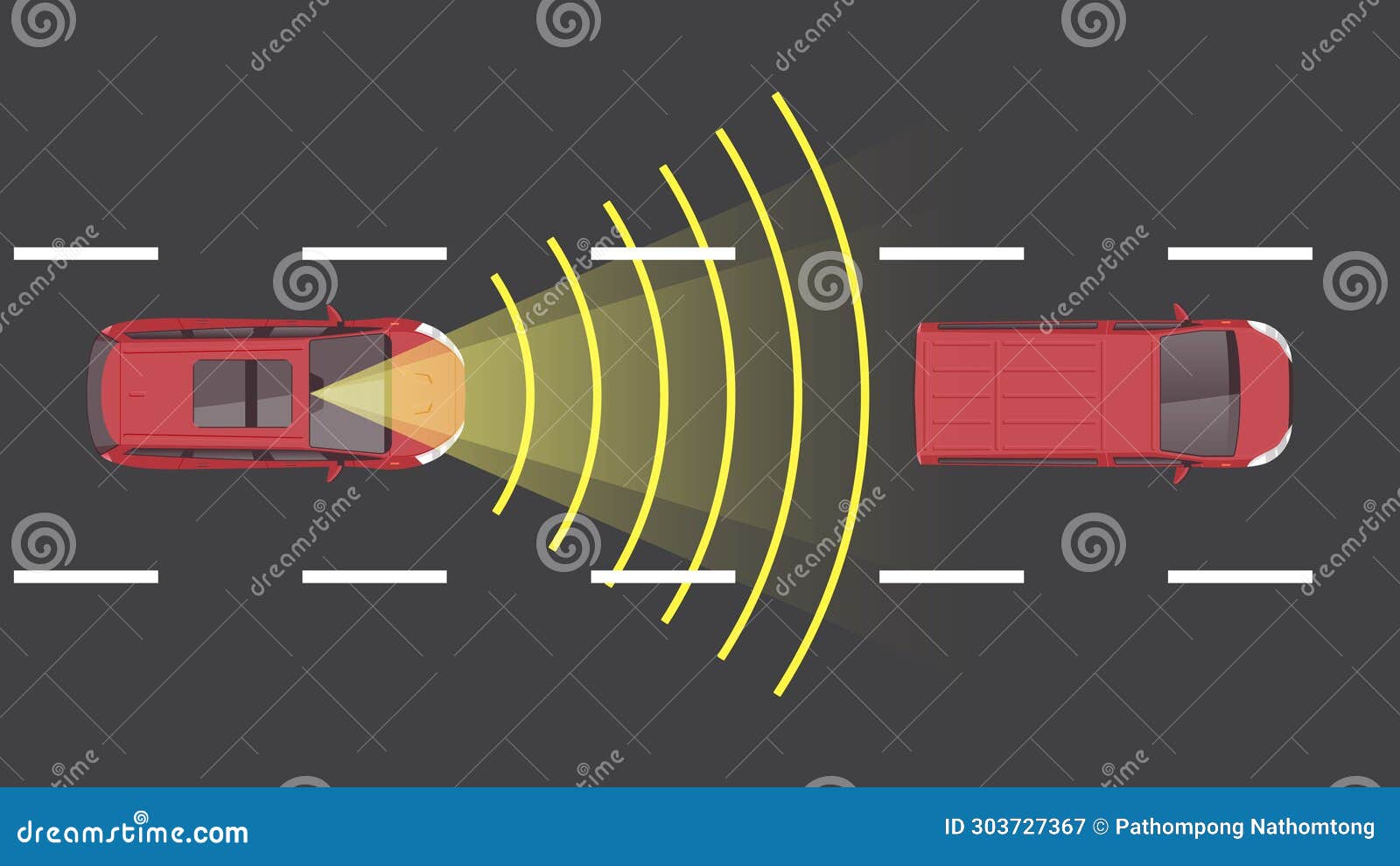 Top View Flat Cartoon Car Vehicle High End Sensor Radar Autonomous ...