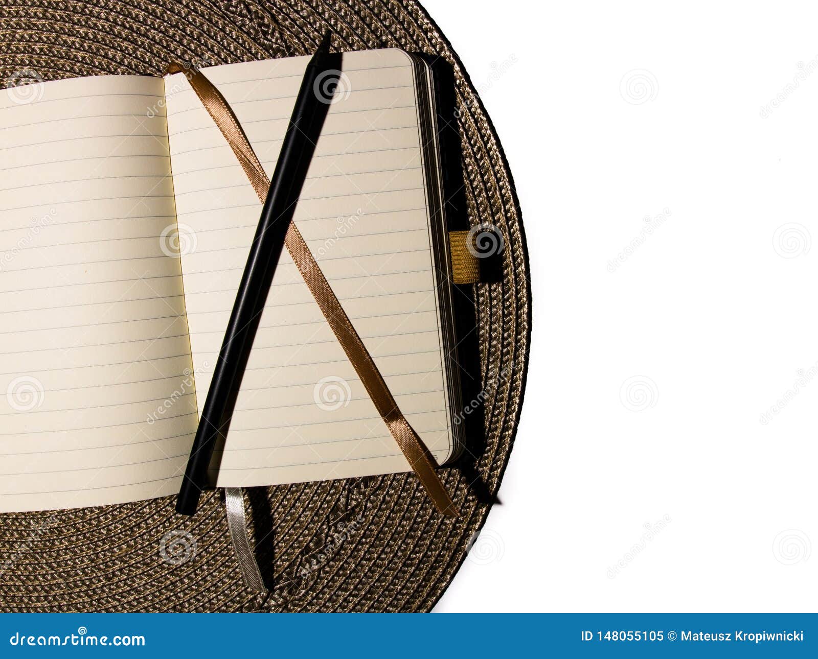 Top View or Flat View or Concept of Open Organizer with Black Pencil ...