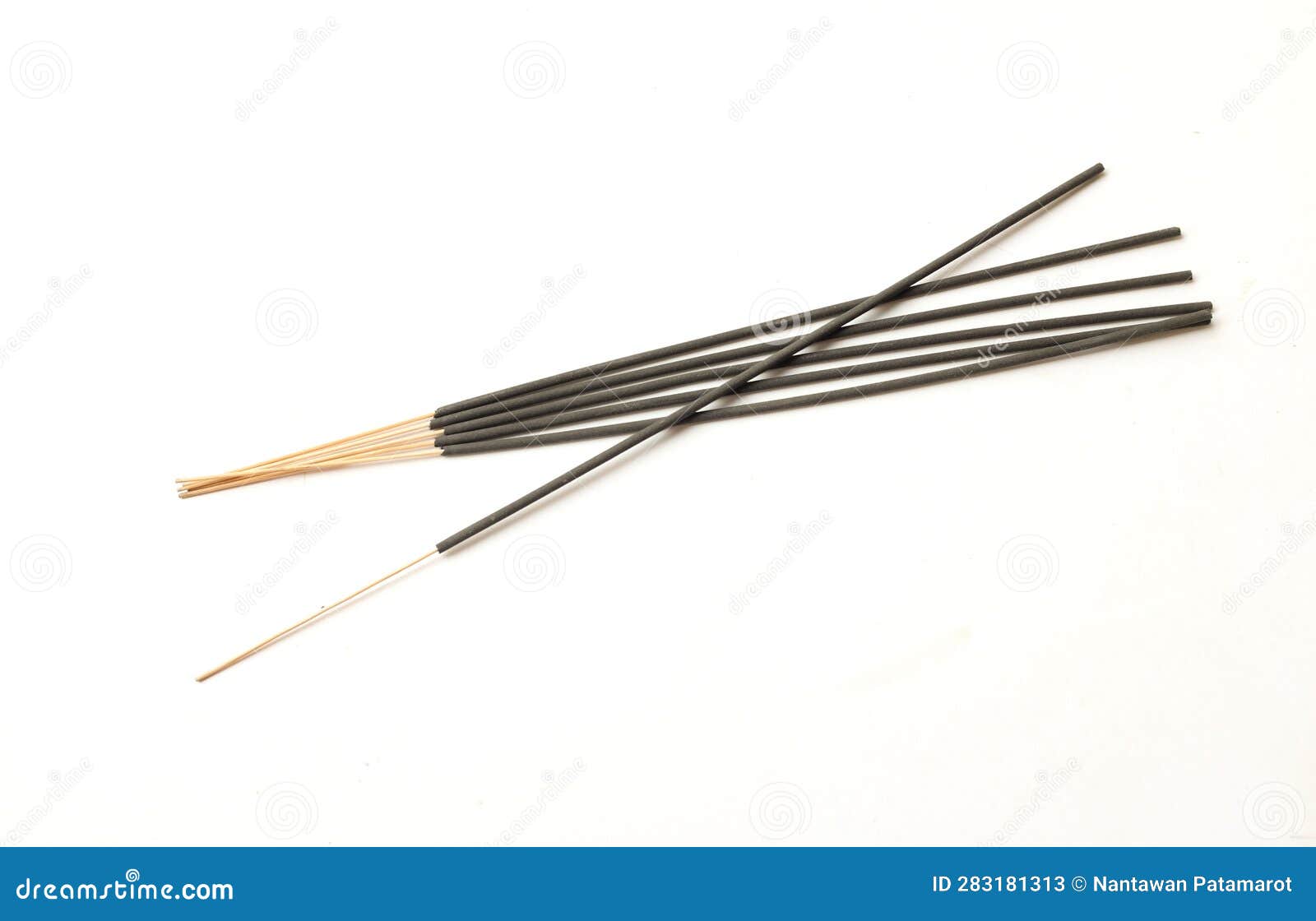 Top View and Flat Lay Black Aromatic Incense Stick Isolate on White ...