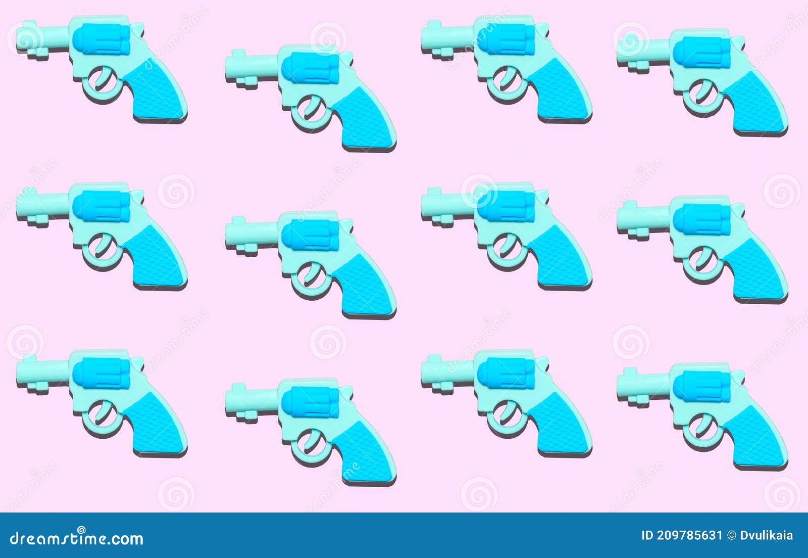Top View Flat Lay Blue Gun with Shadow Pattern on a Pink Pastel ...