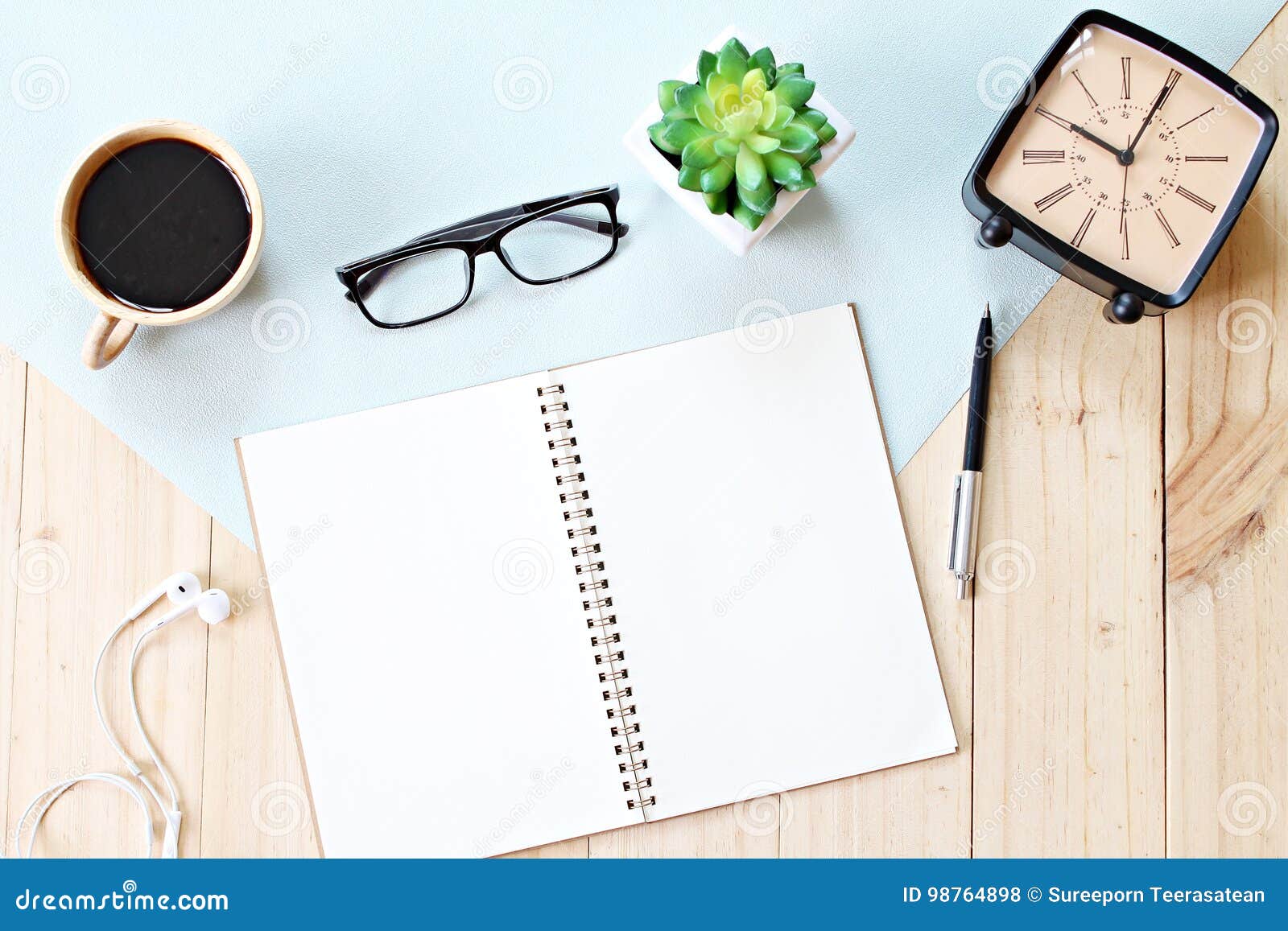Top View or Flat Lay of Open Notebook Paper with Blank Pages ...