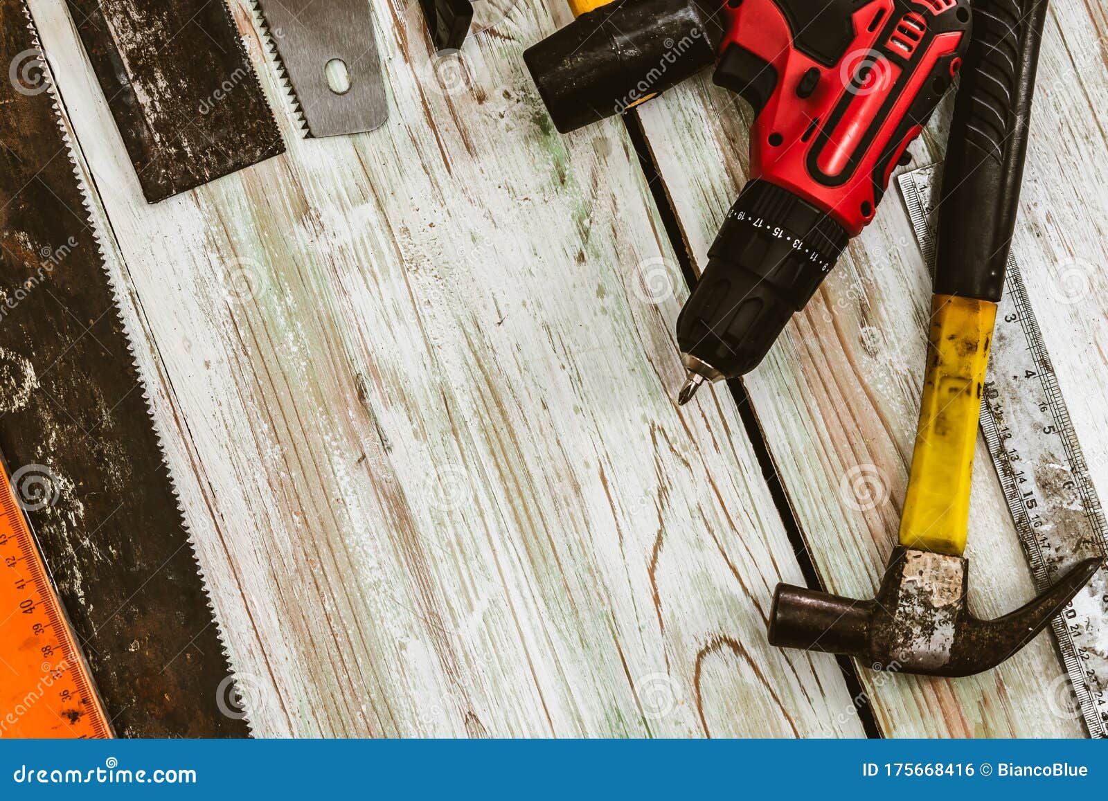 Top View Flat Lay of Tools for Handyman Stock Photo - Image of carving ...