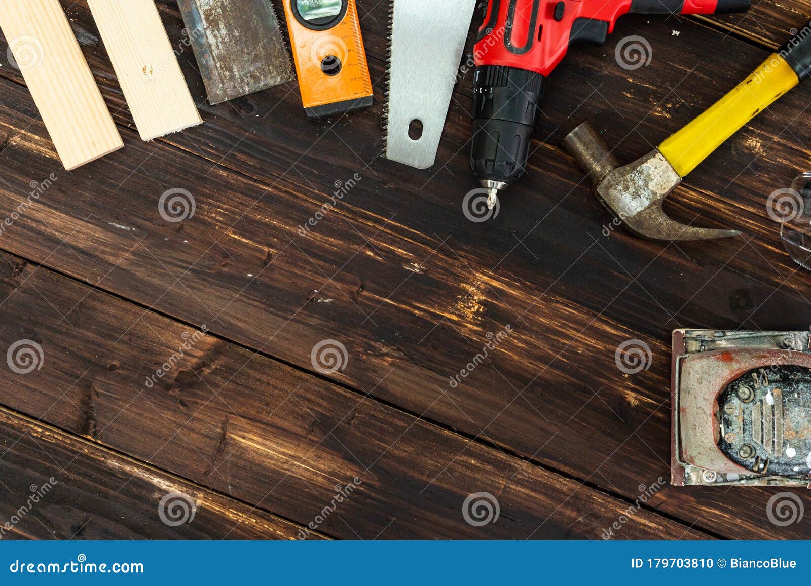 Top View Flat Lay of Tools for Handyman Stock Photo - Image of objects ...