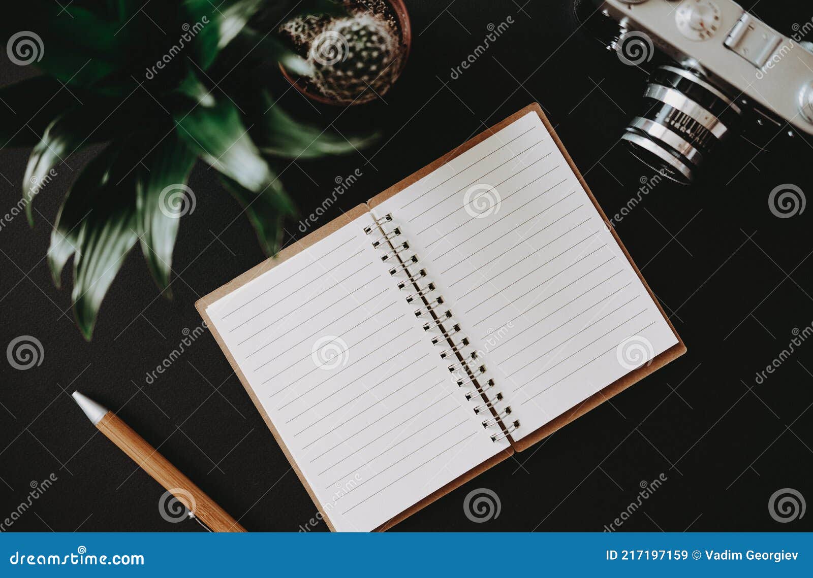 Top View Flat Lay Work Table of a Journalist Diary Stock Image - Image ...