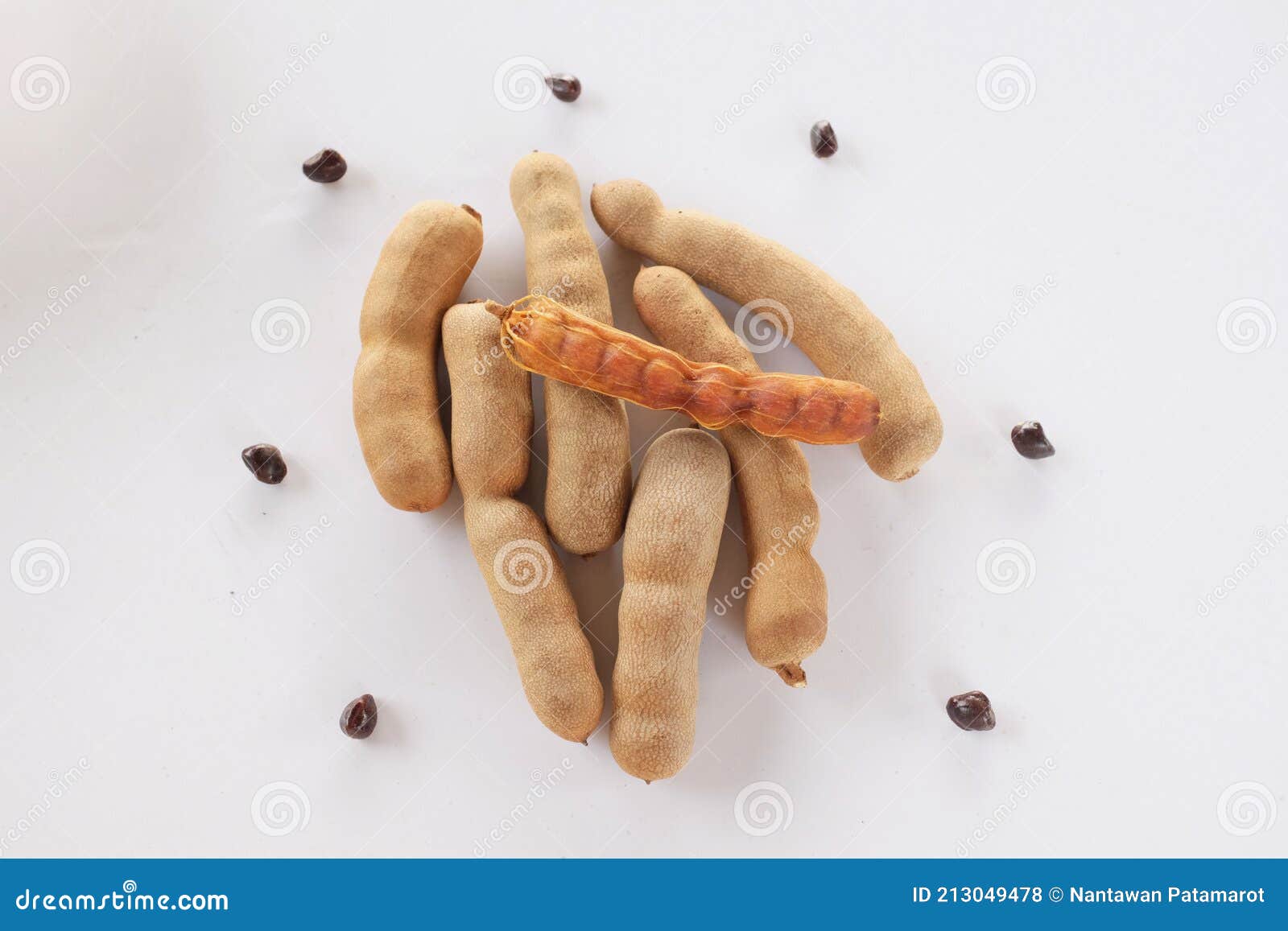 Top View and Flat LayTamarind Fruit with Seed Isolated on White ...