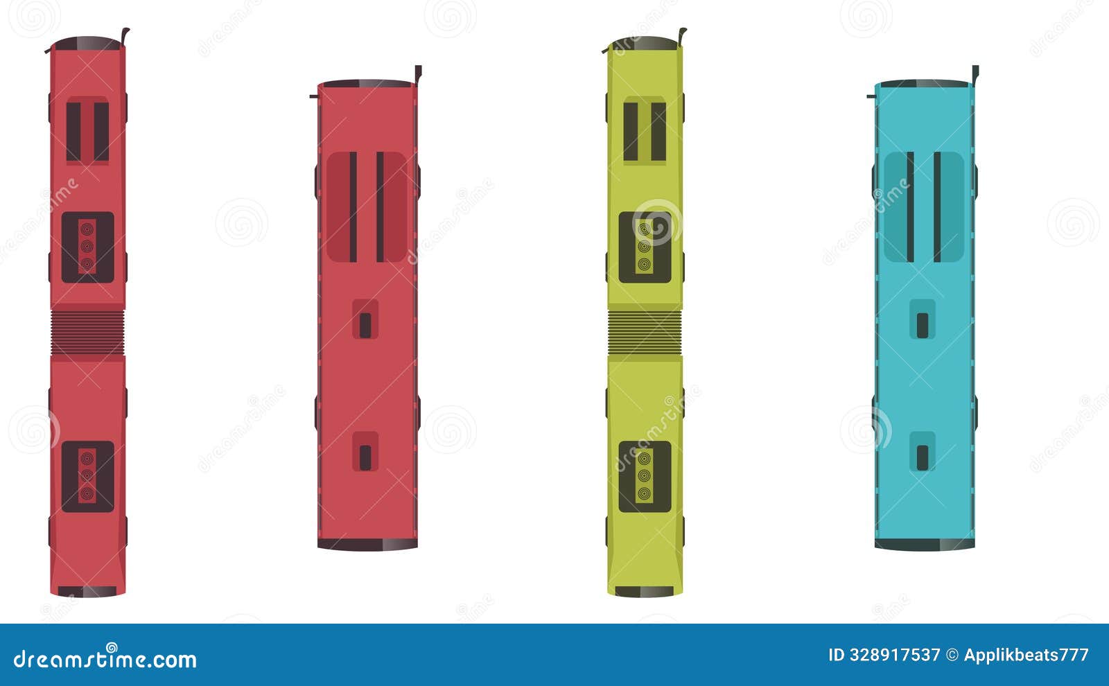 Top View Flat of Transit Bus Vehicle with Many Color Stock Vector ...