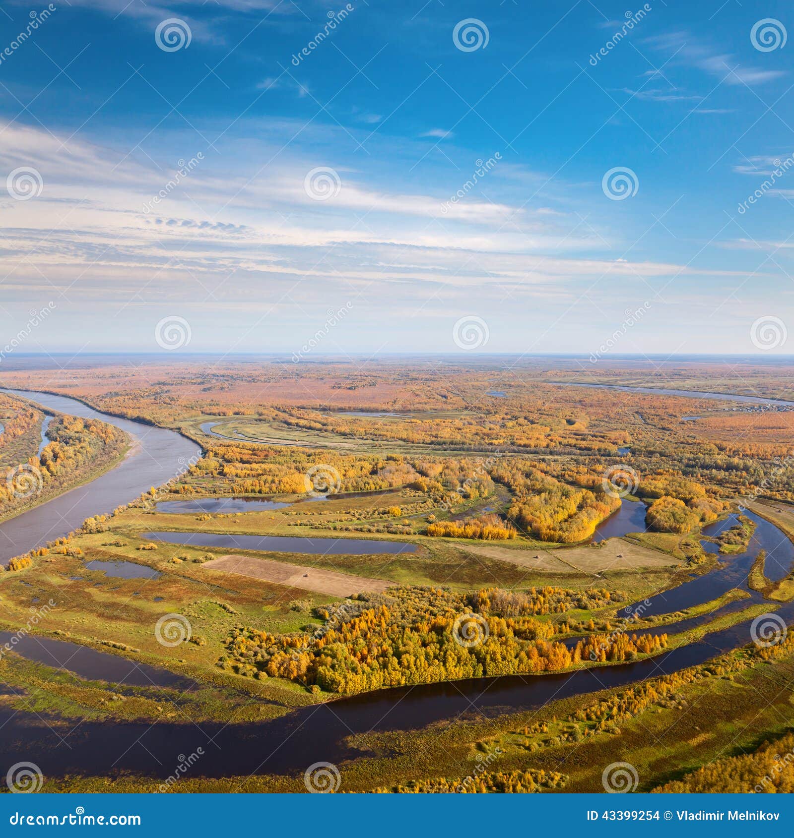 Top View of the Flood-land of River in Autumn Stock Photo - Image of ...