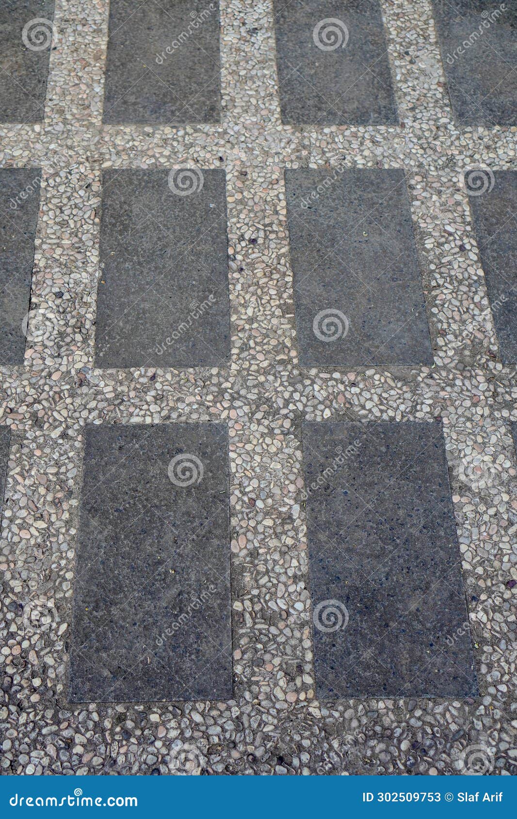 Floor with a Pebble Texture Combined with Brick Stock Image - Image of ...