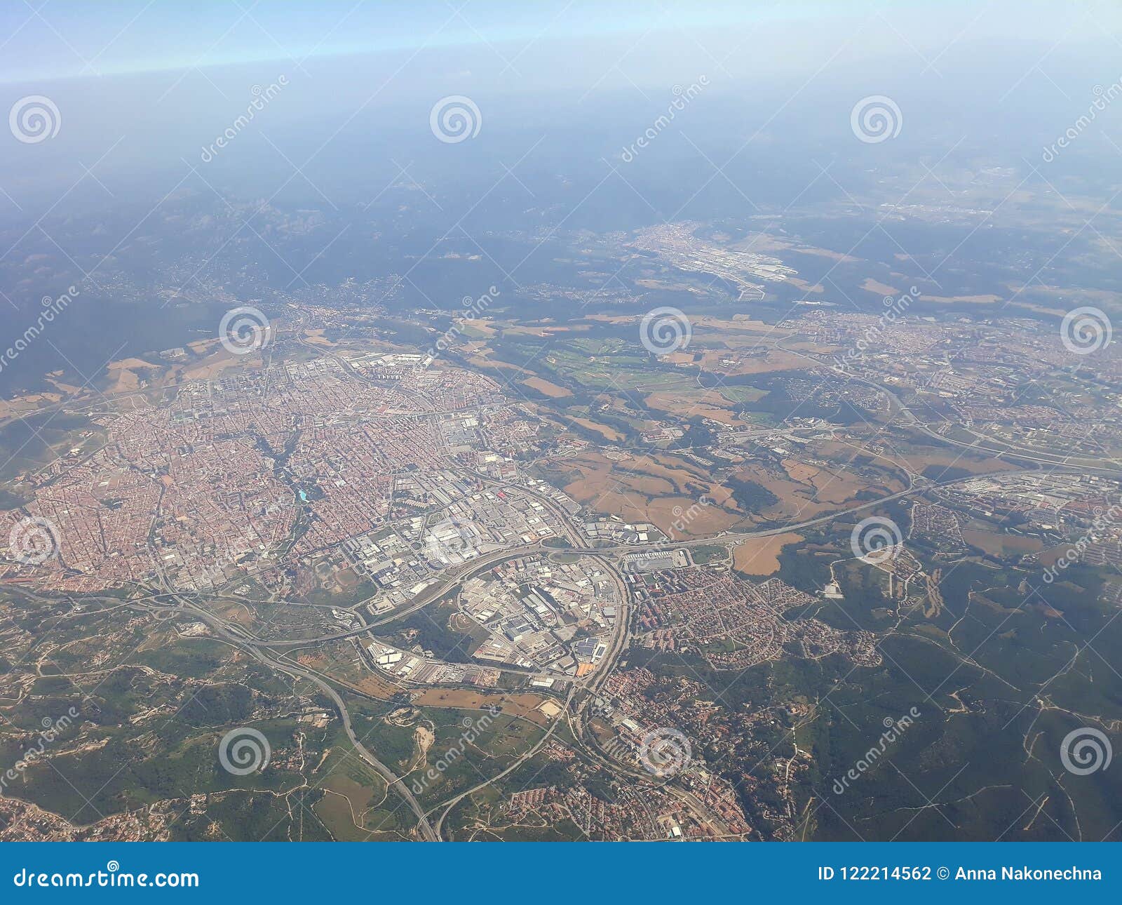 Top View from a Flying Plane To Barcelona Stock Photo - Image of high ...