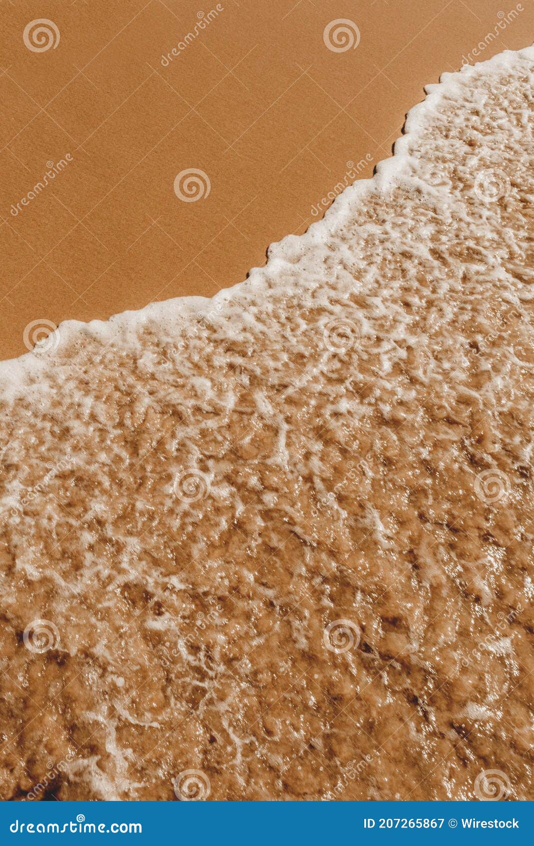 Top View of Foam Waves Hitting a Sandy Seashore Stock Image - Image of ...