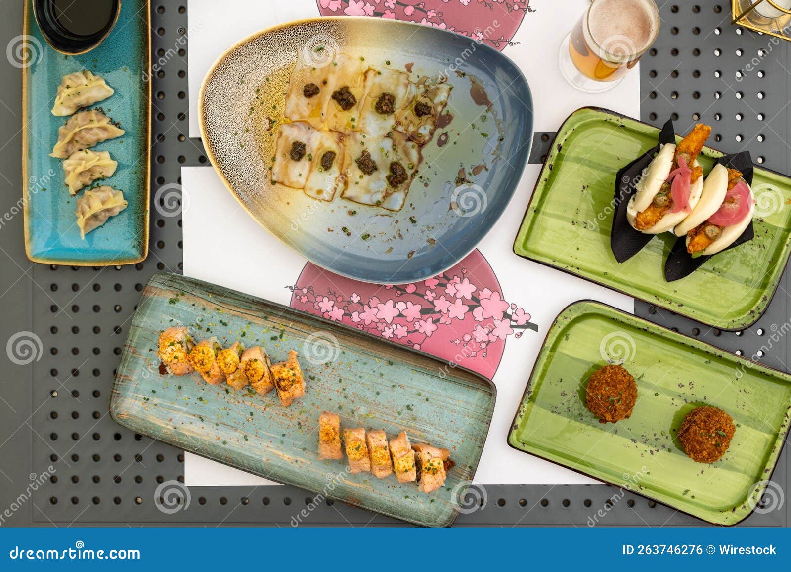 Top View of Food Served on a Dining Table Stock Photo - Image of tasty ...