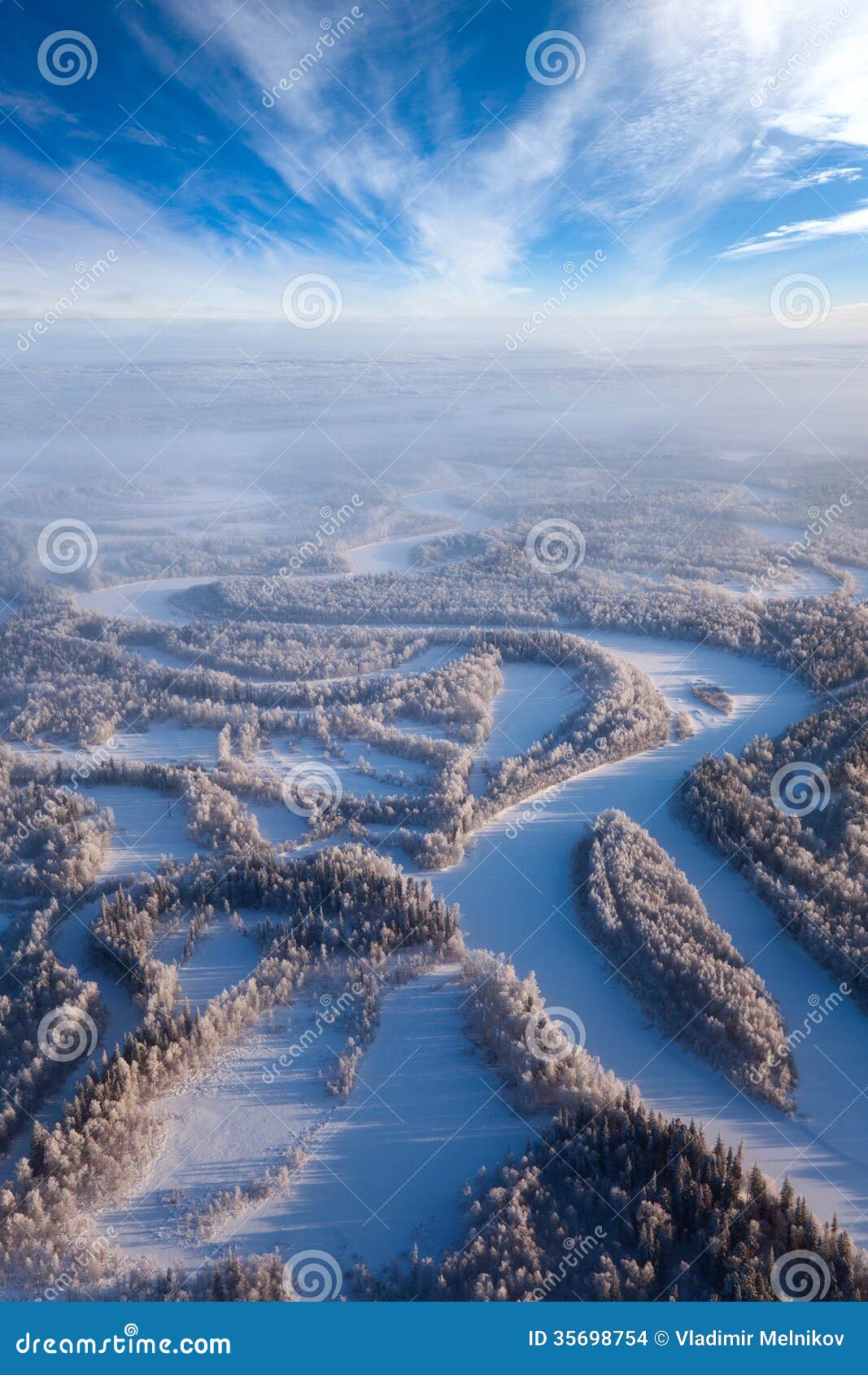 Top View of Forest River in Winter Stock Photo - Image of beauty, high ...