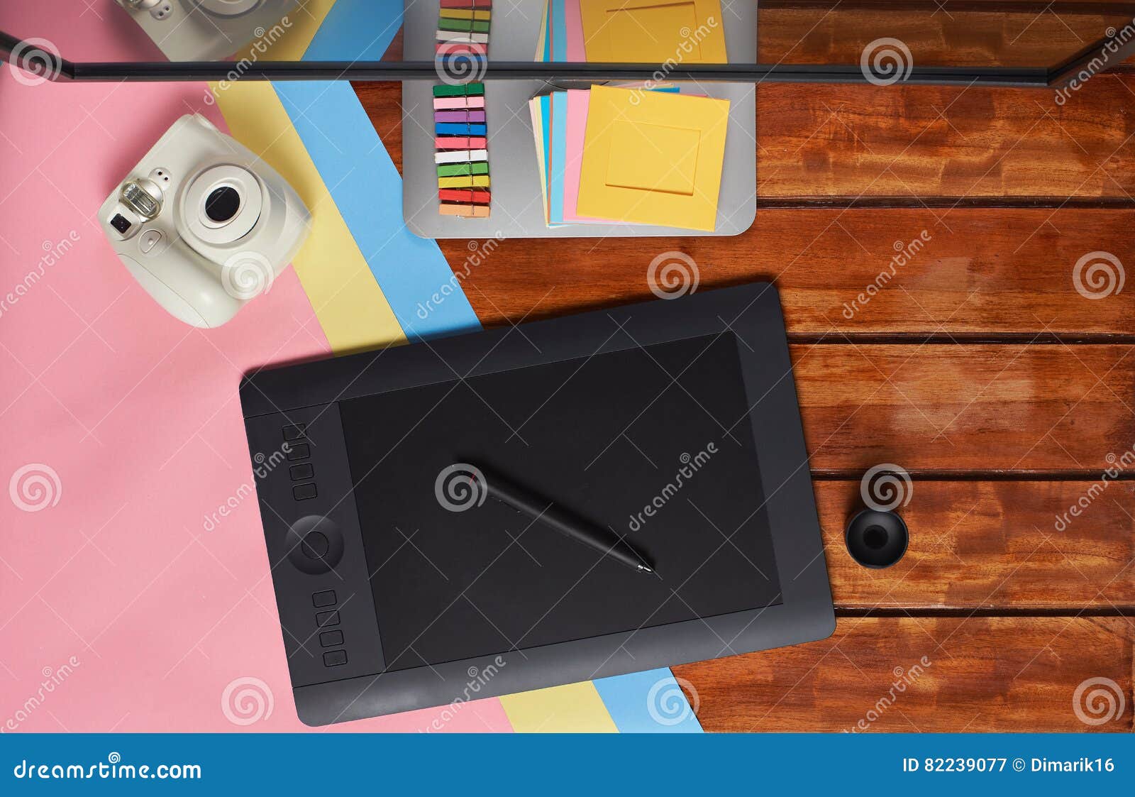 Top View of Freelancer Table Stock Image - Image of colourful, table ...