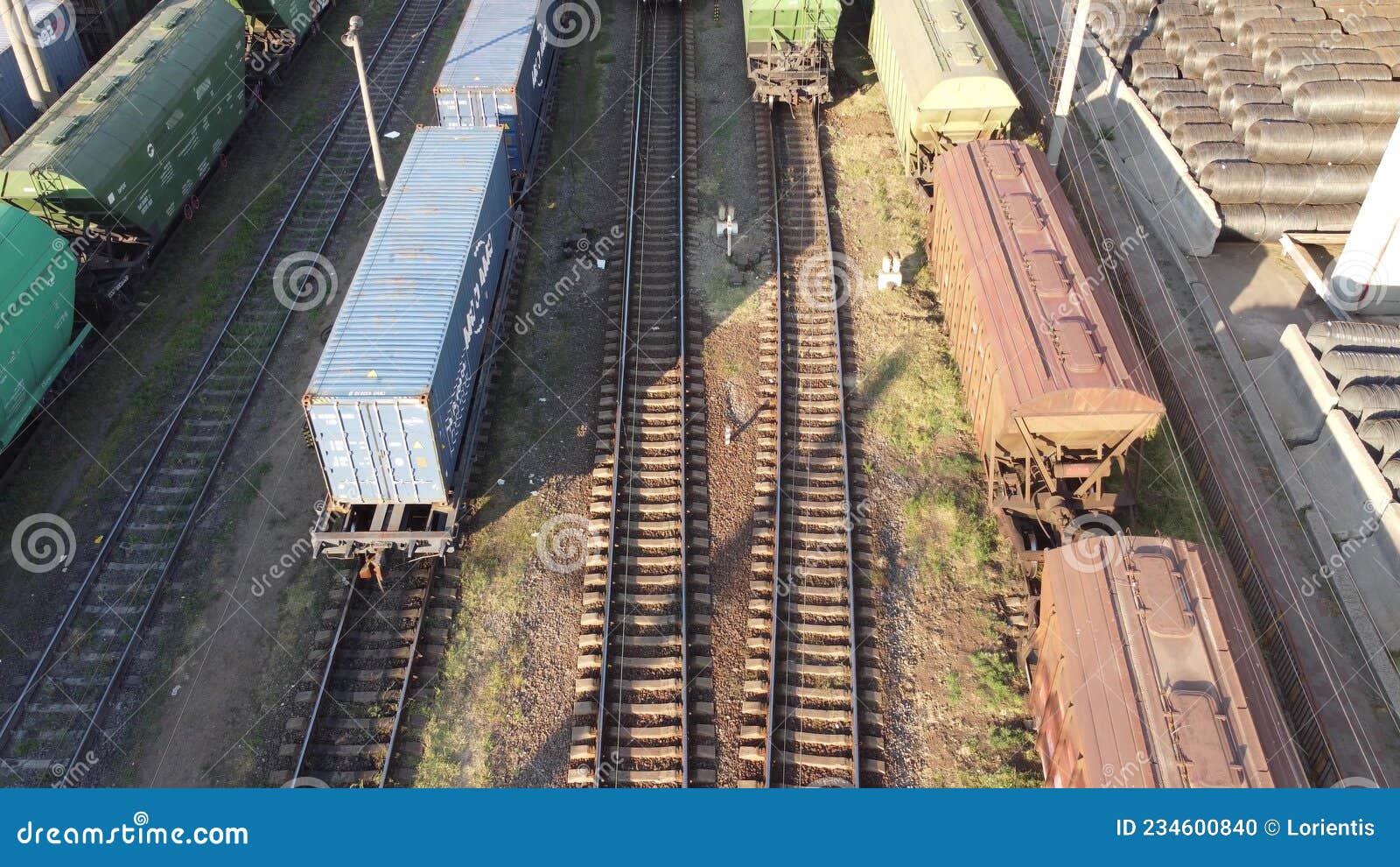 A Top View of Freight Trains Stock Photo - Image of delivery, railing ...