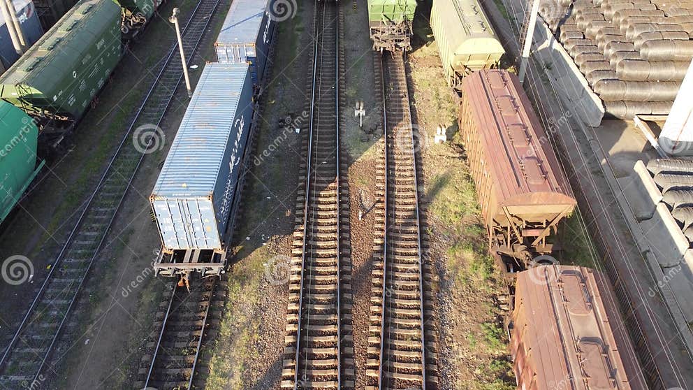 A Top View of Freight Trains Stock Photo - Image of delivery, railing ...