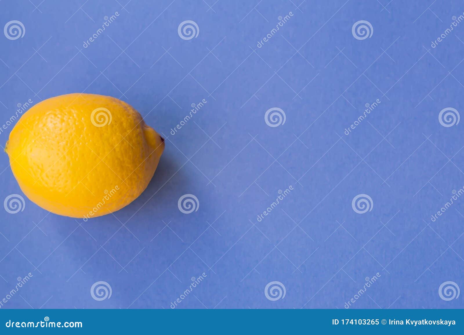 Top View of Fresh Ellow Lemon on Blue Background Stock Image - Image of ...