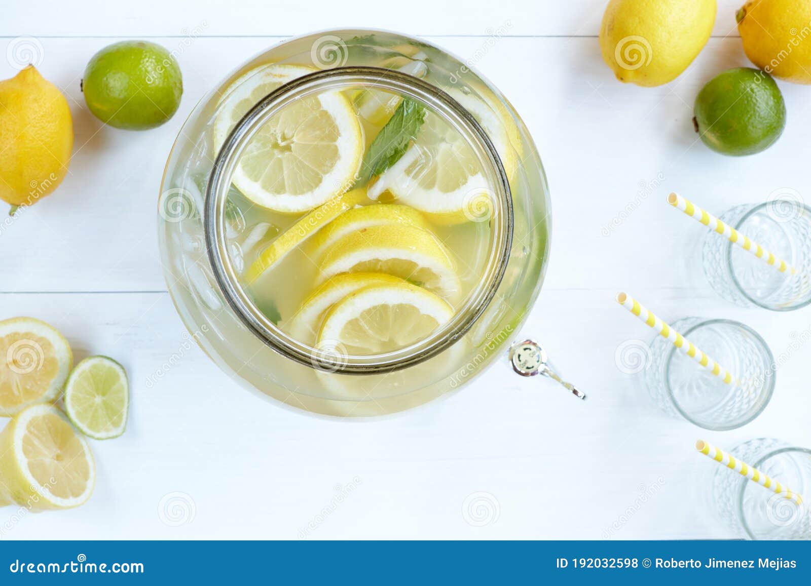 Top View of Fresh Lemonade in Dispenser Stock Photo - Image of ...