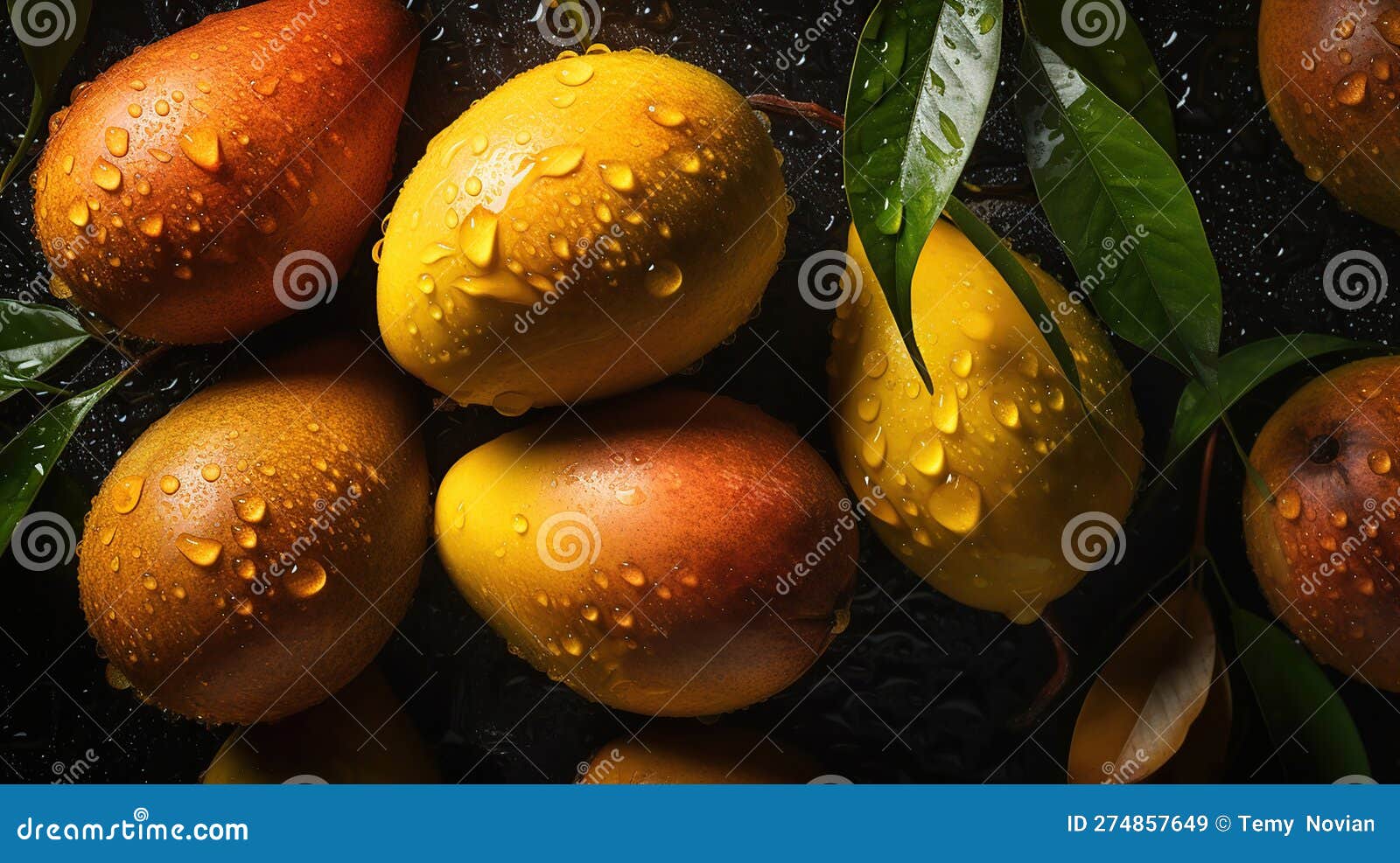 Top View of Fresh Mango on Dark Background. Generative AI Stock ...