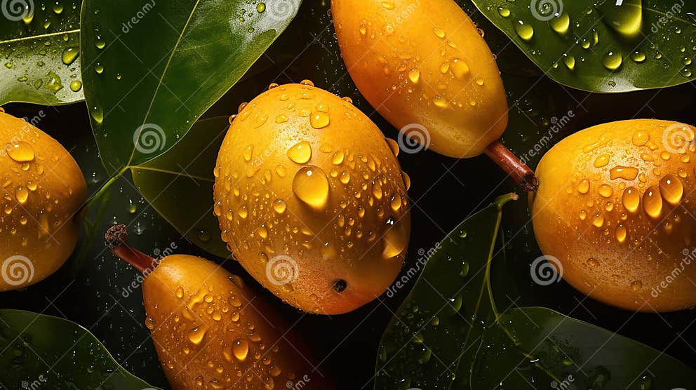 Top View of Fresh Mango on Dark Background. Generative AI Stock ...