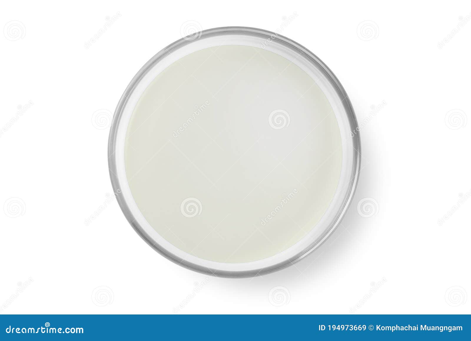 Top View of Fresh Milk in Glass Isolated on White Background with ...