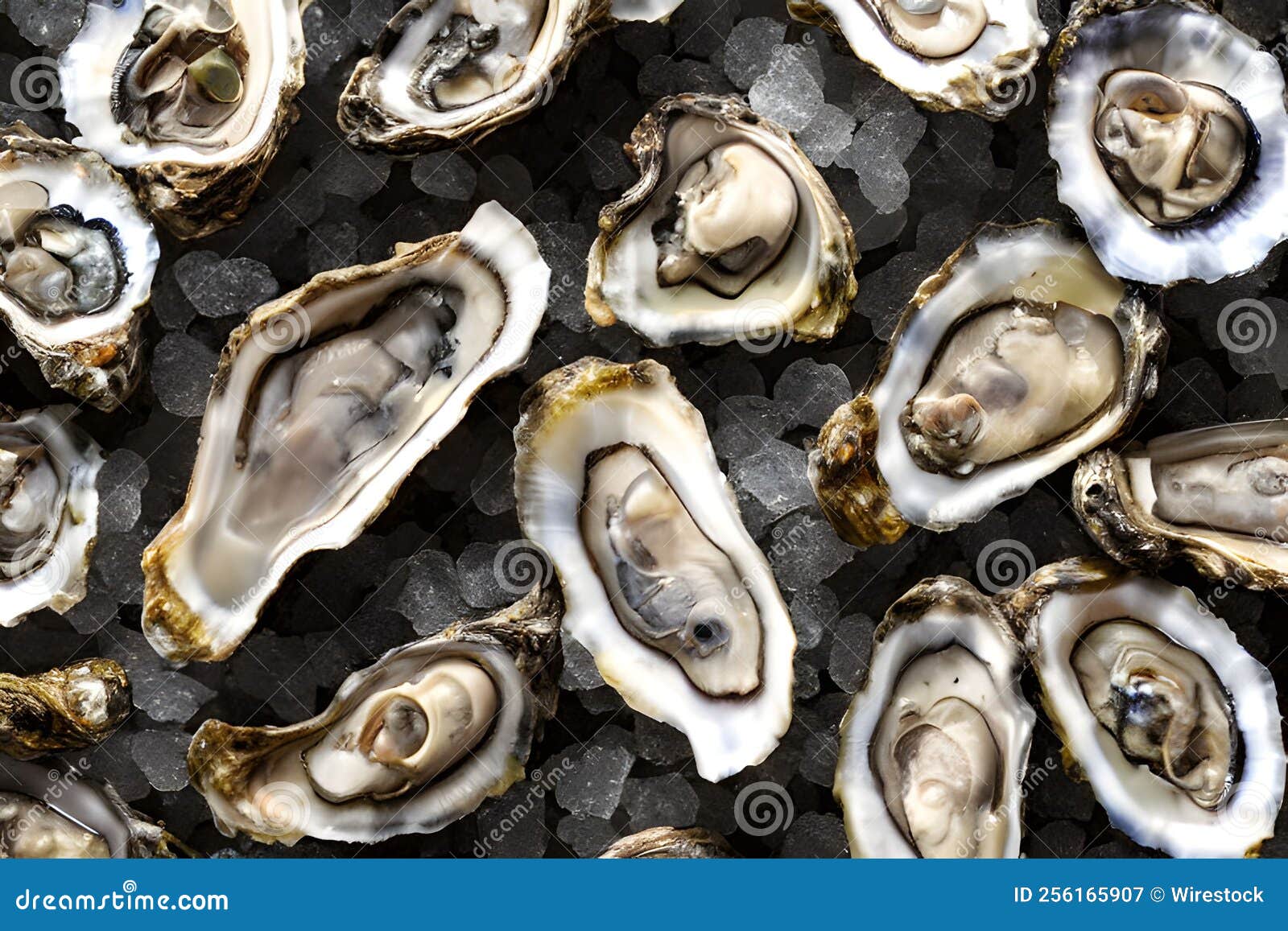 Top View of Fresh Oysters on the Ice Cubes Stock Image - Image of ...