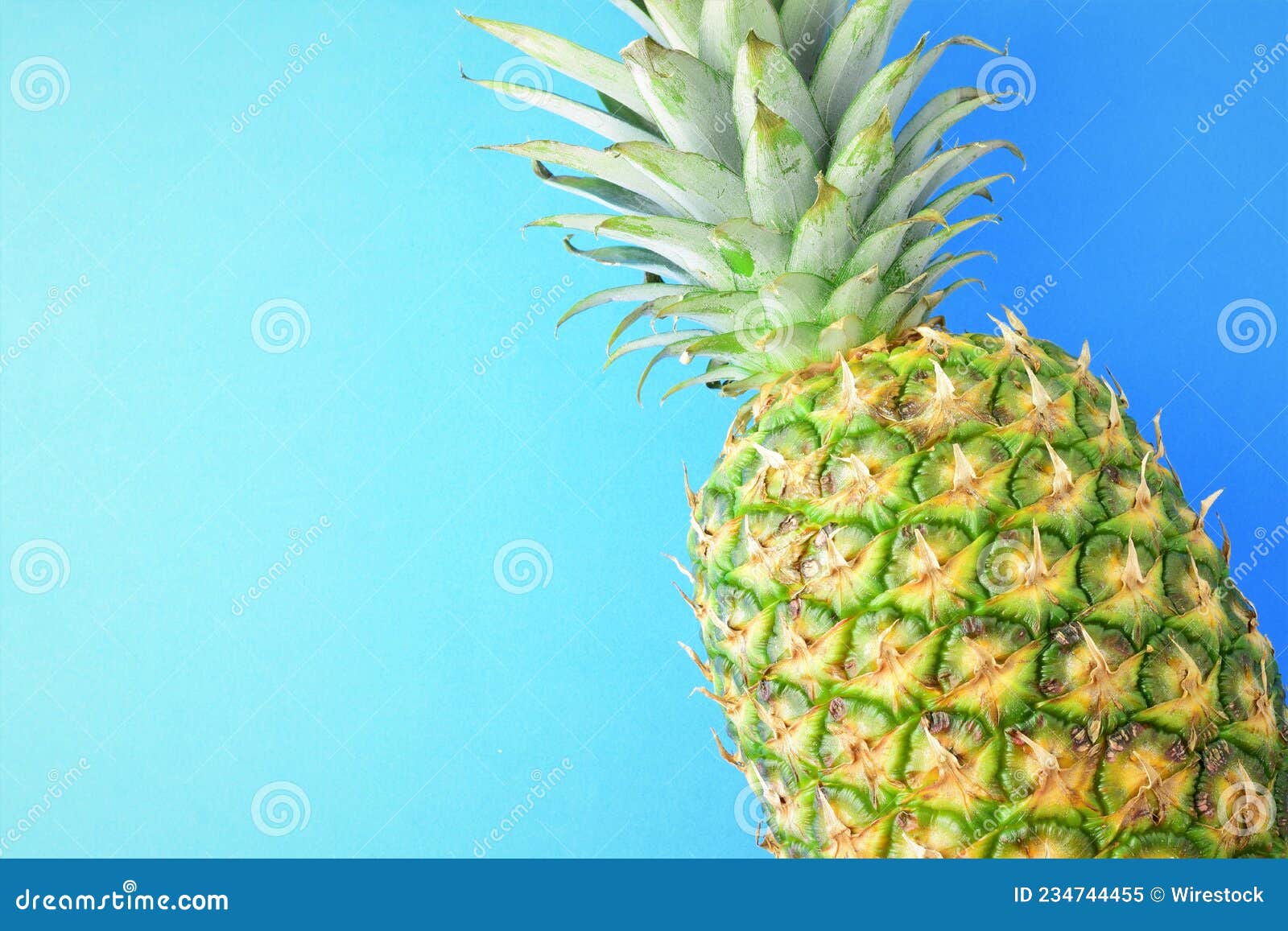 Top View of Fresh Pineapple on a Blue Surface Stock Image - Image of ...
