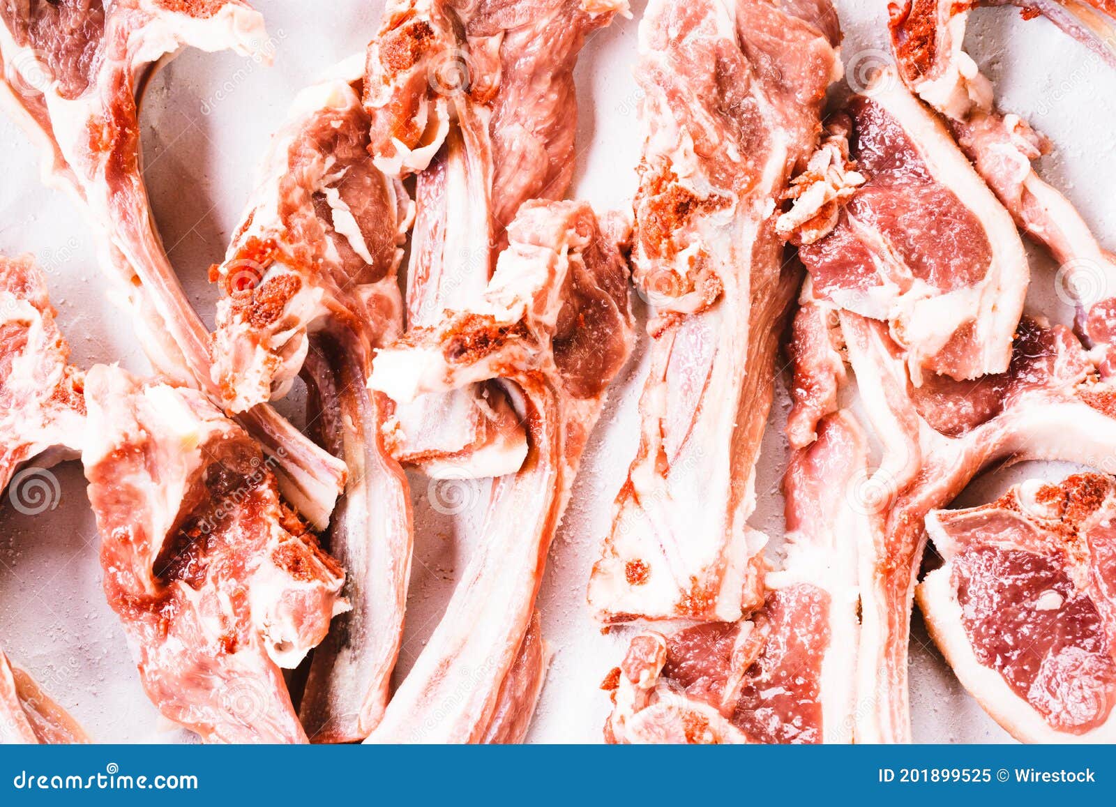Top View of Fresh Raw Meat on a White Background Stock Image - Image of ...