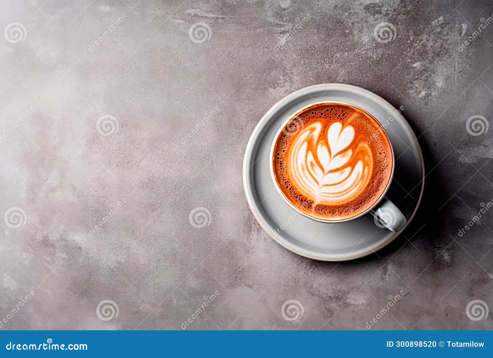 Top View of a Freshly Brewed Latte with Artistic Foam Design, Presented ...