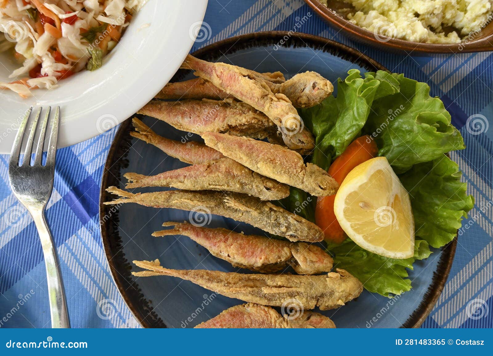 Fried red mullet stock image. Image of tasty, cook, cooking - 281483365