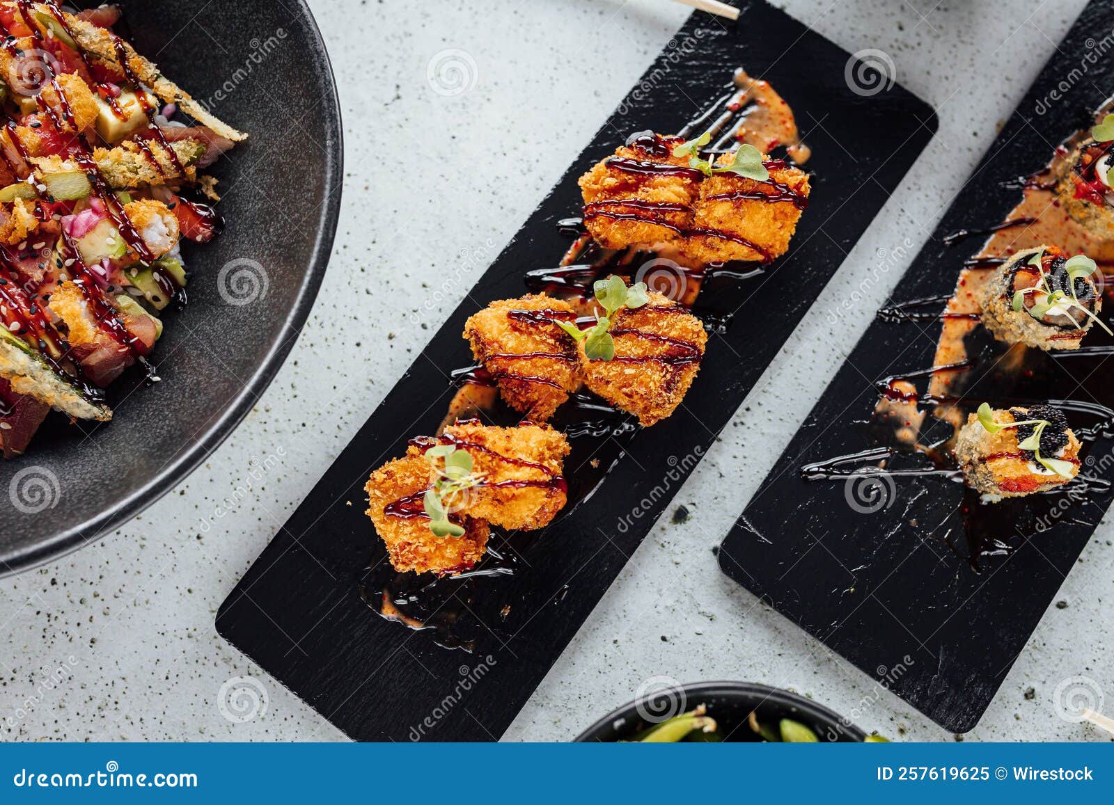 Top View of a Fried Sushi Set Stock Image - Image of fried, tasty ...