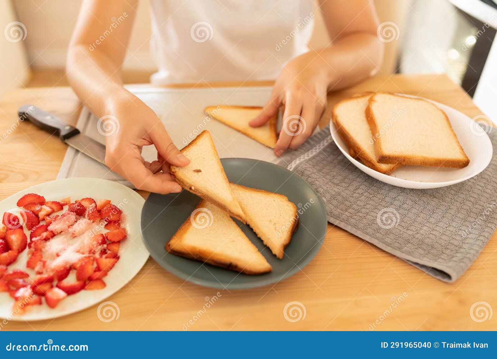 Top View, Fried Toast Sliced into Triangles Stock Photo - Image of ...