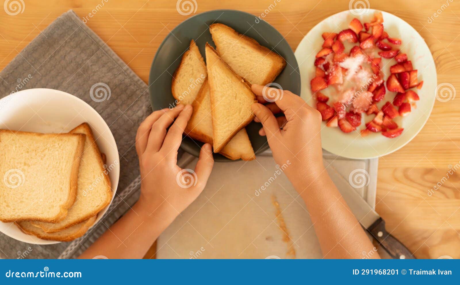Top View, Fried Toast Sliced into Triangles Stock Image - Image of ...