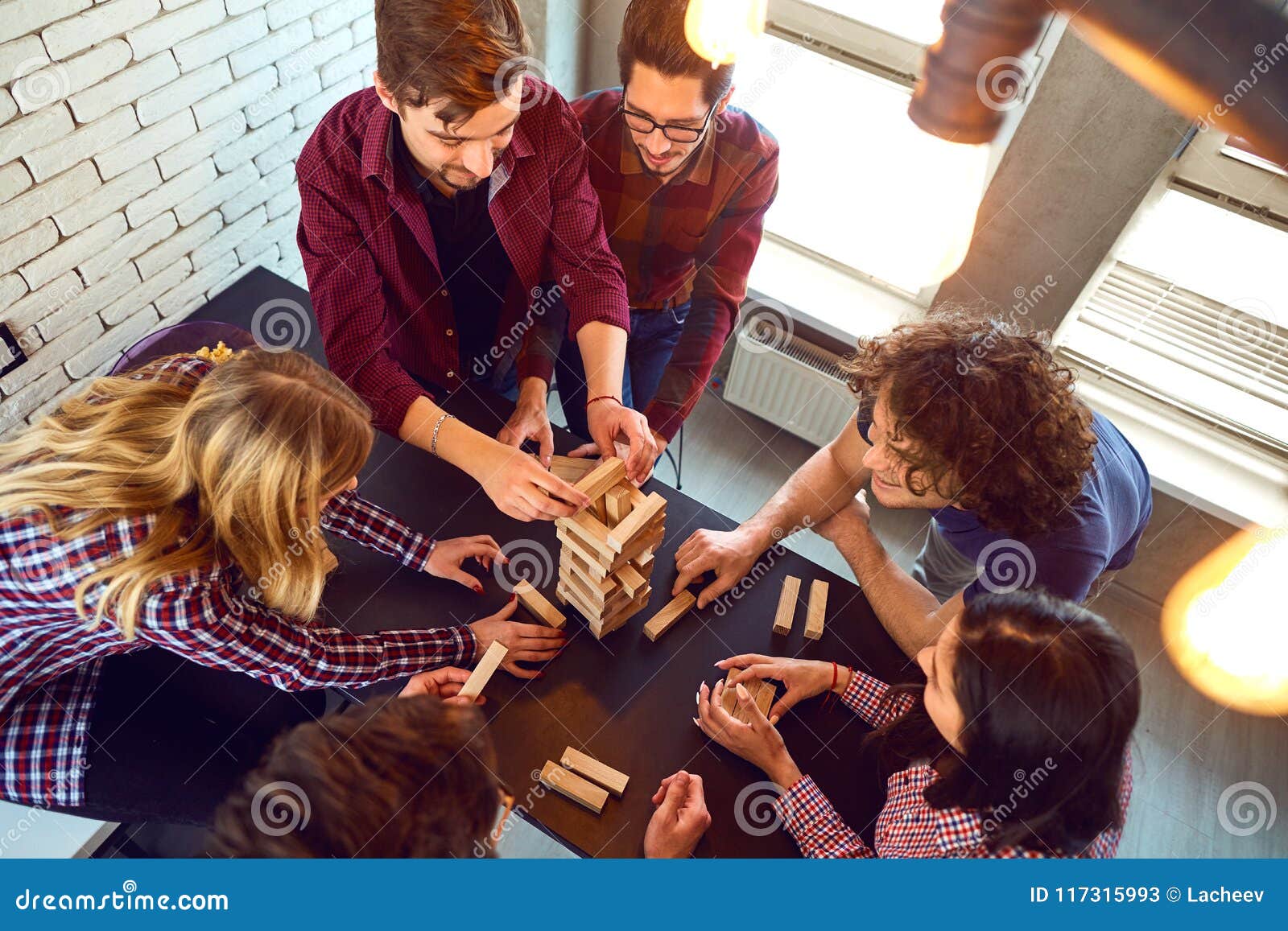Top View Friends Play Indoor Board Games Stock Image - Image of ...
