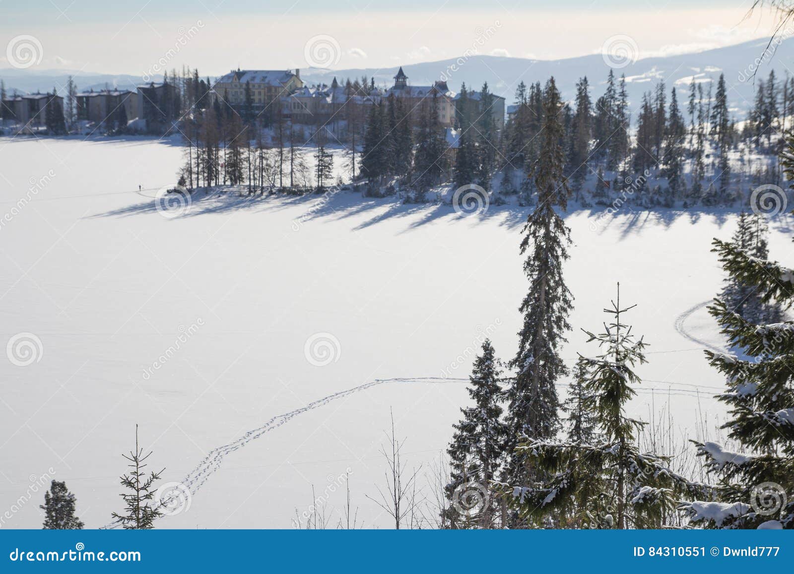 Top View of Frozen Lake Covered with Snow Stock Image - Image of view ...
