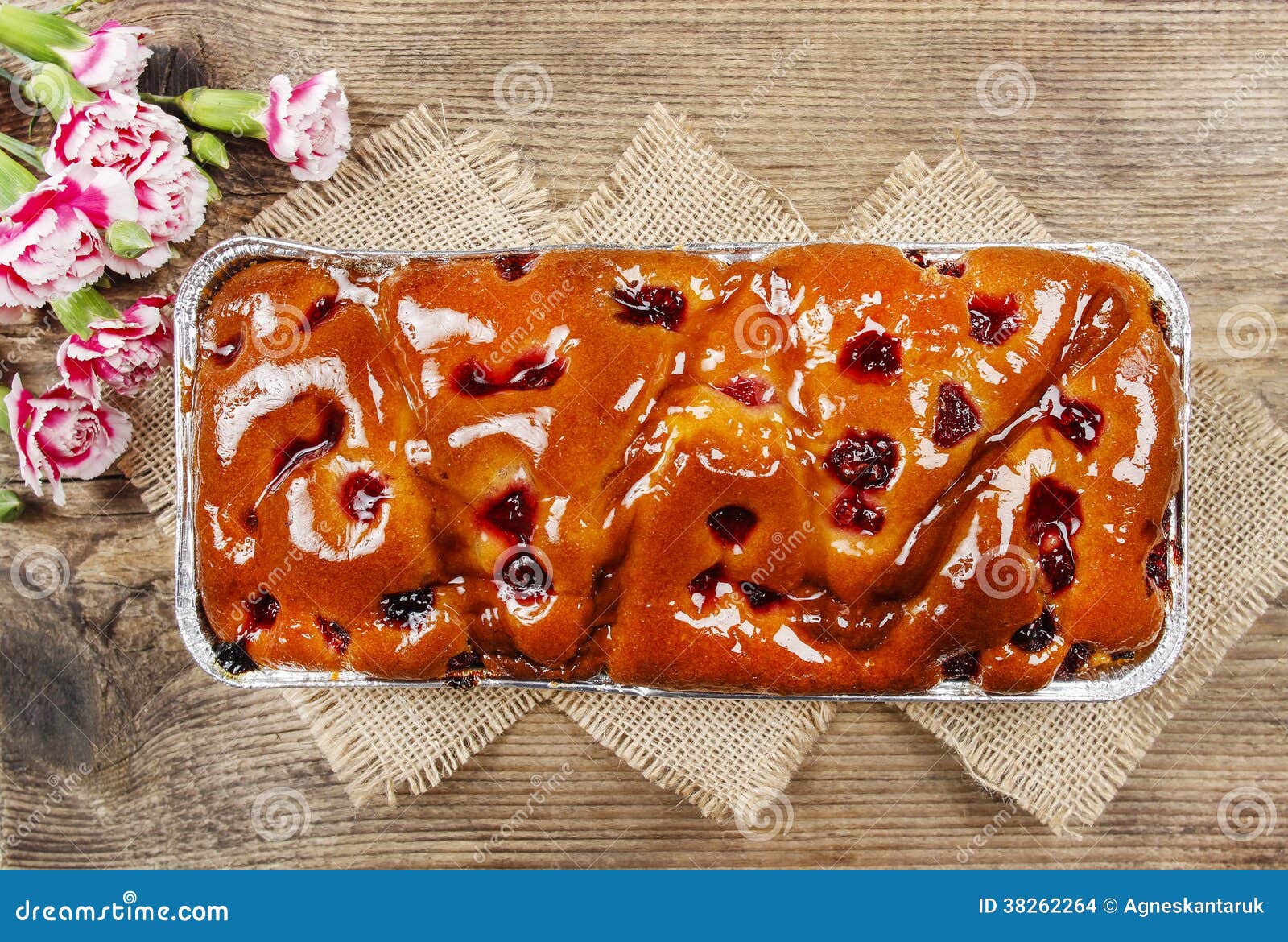 Top View of Fruit Cake in Rectangular Pan Stock Photo - Image of ...